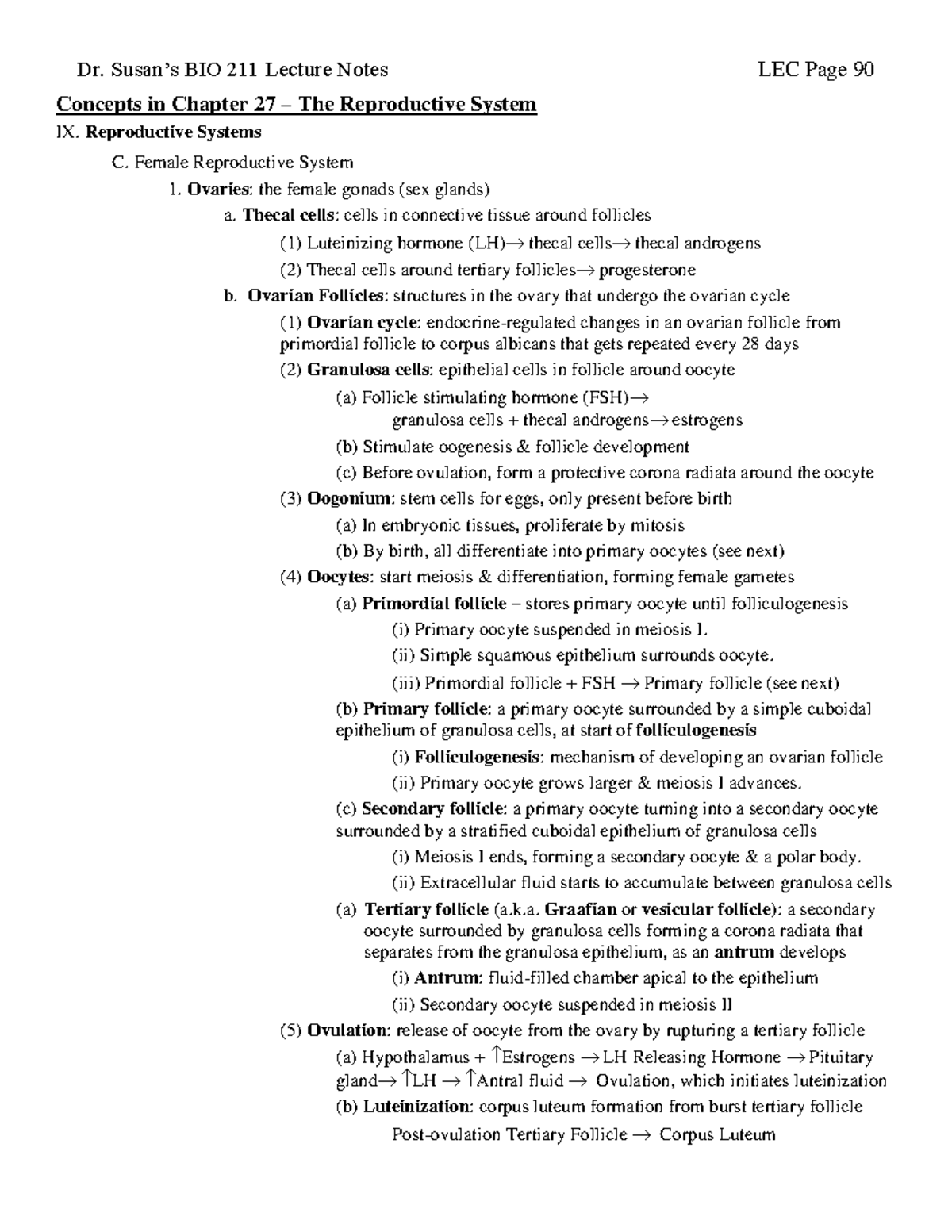 2022fa BIO 211 Lecture Notes - Female Reproductive System Overview ...
