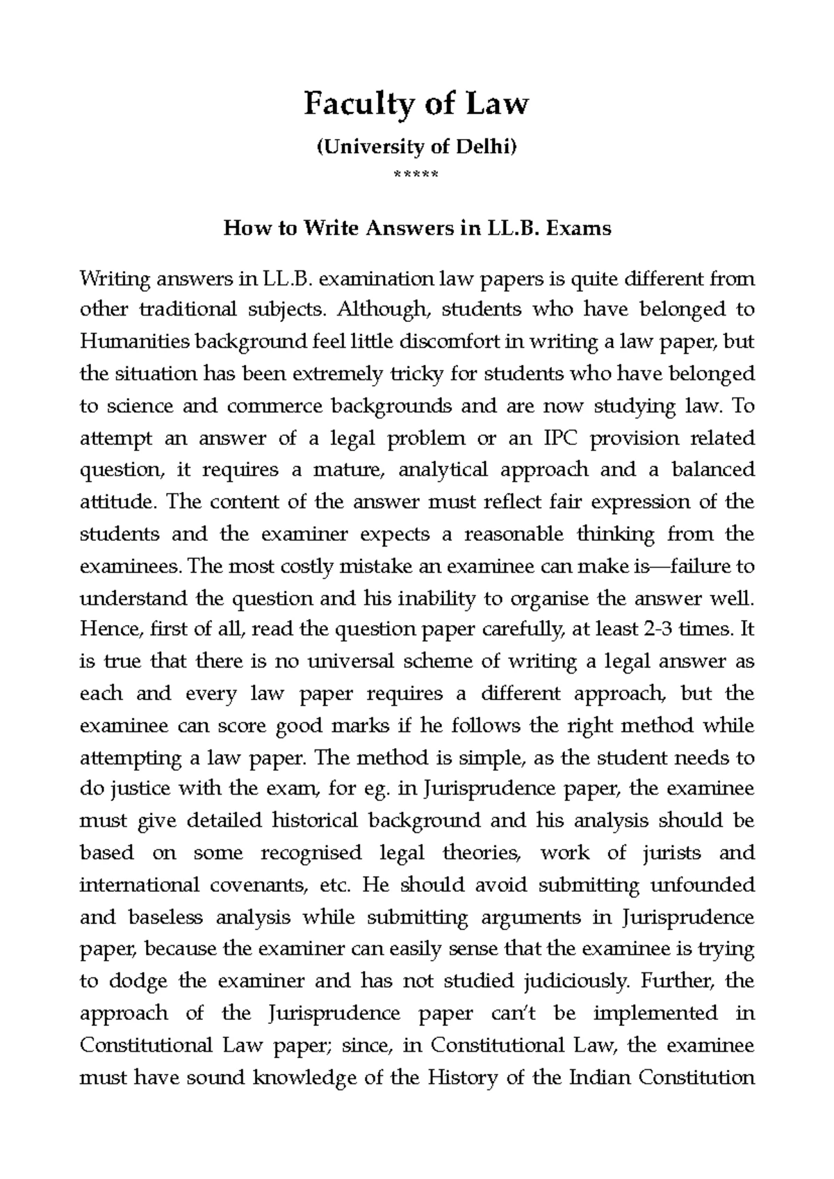 Drafting question paper - LL. V SEMESTER EXAMINATION SUBJECT: DRAFTING ...