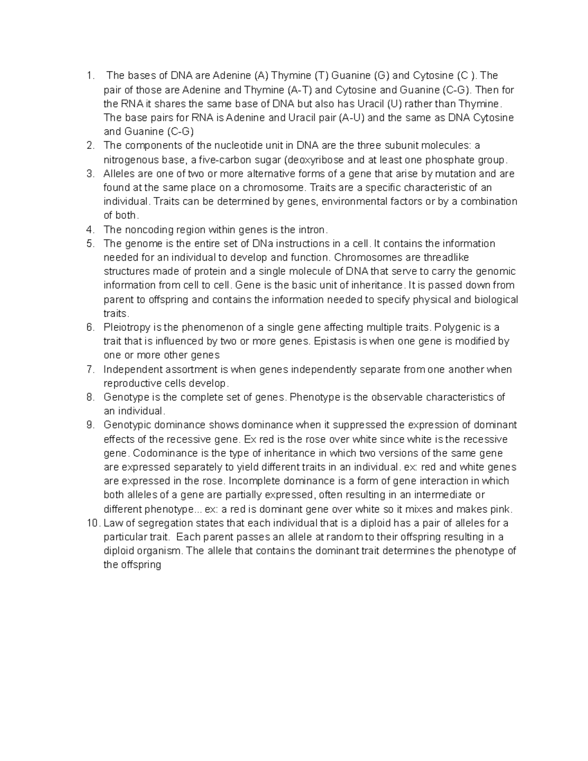 Biology 101: Chapter 8 Take-Home Quiz on DNA & Genetics Concepts - Studocu