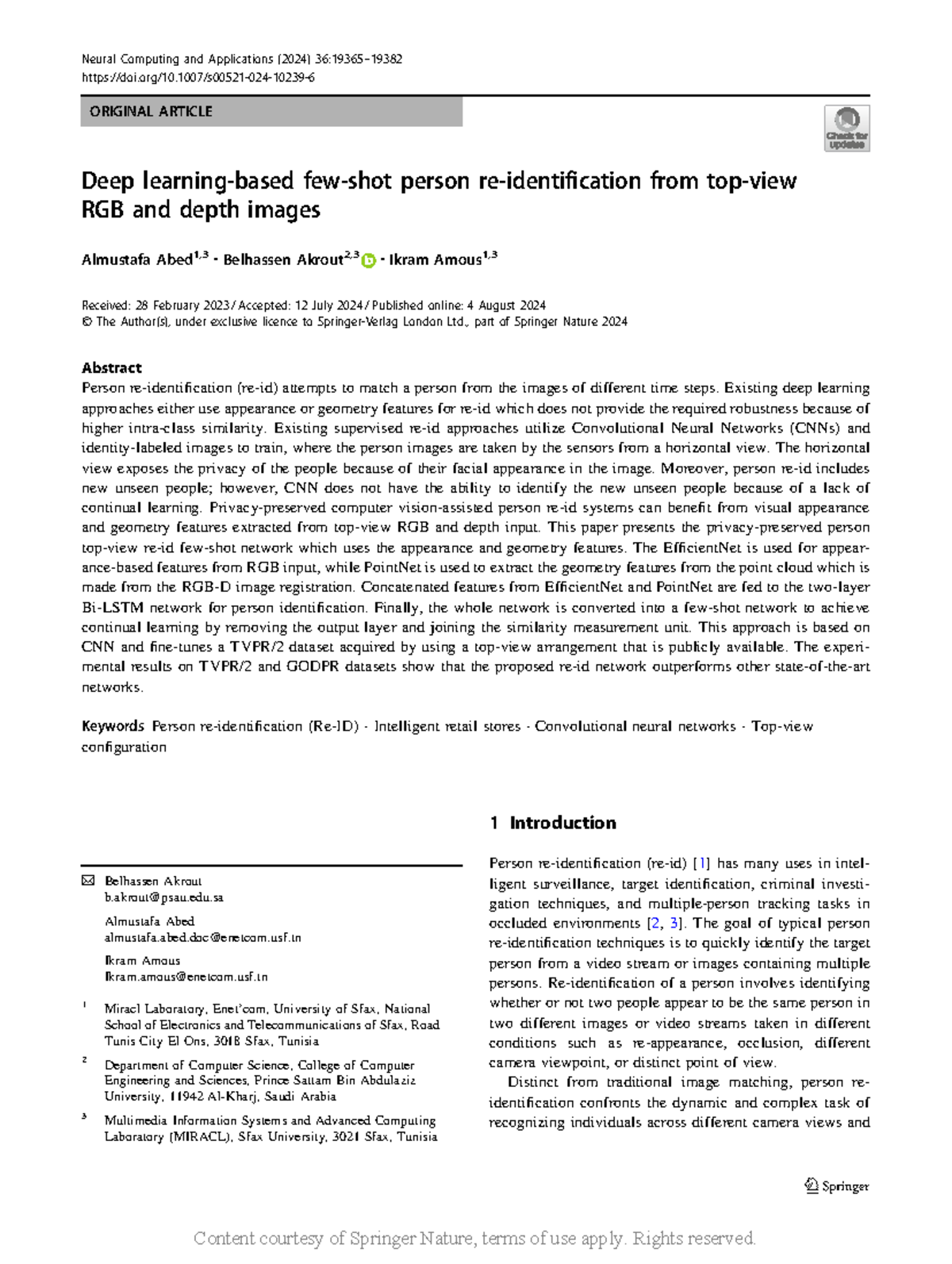 Deep Learning for Few-Shot Person Re-Identification in RGB-D Images ...