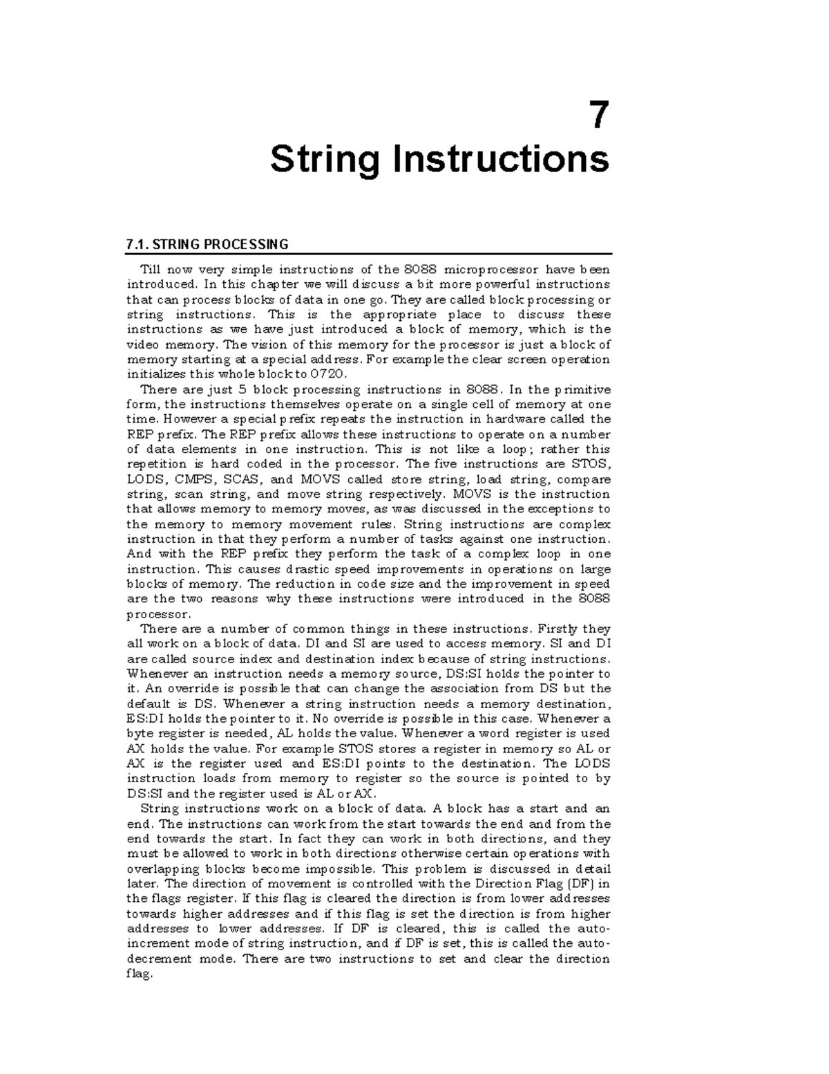 String Processing Instructions in 8088 Microprocessor (CS 101) - Studocu