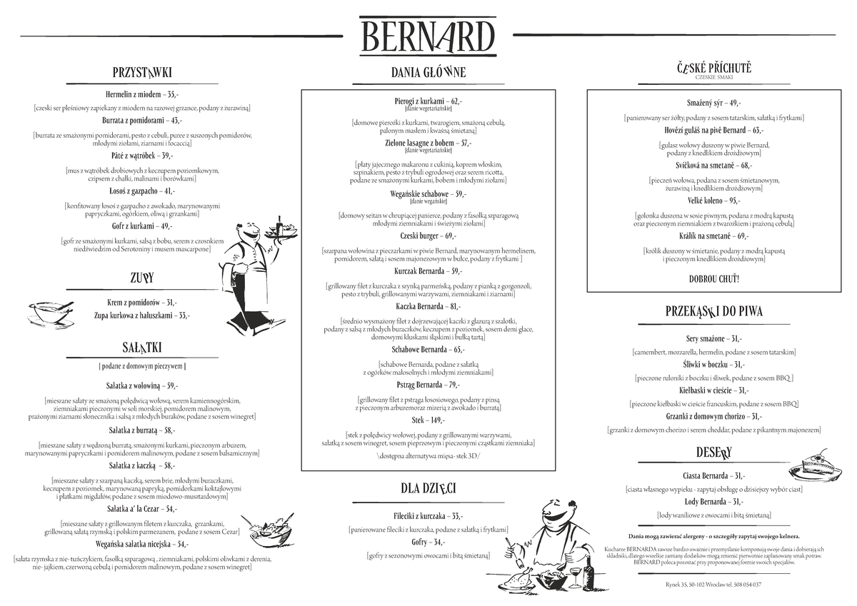 Menu Bernard - Marzec 2023: Specjały i Przekąski - Studocu