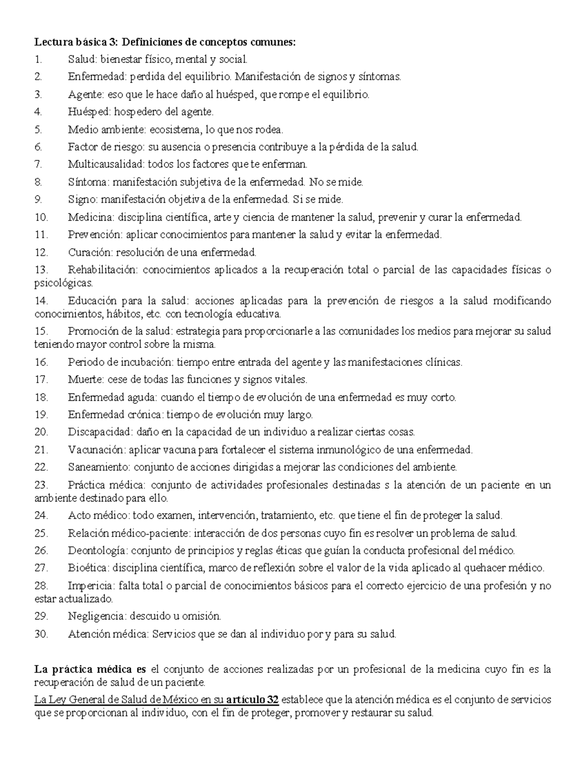 Lectura Básica 3: Definiciones Clave en Salud y Medicina (MCP) - Studocu