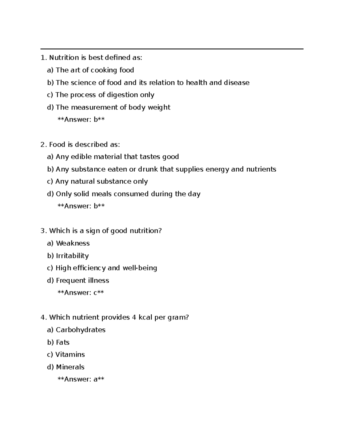 Nutrition Exam Review Questions and Answers (Code: NUT101) - Studocu