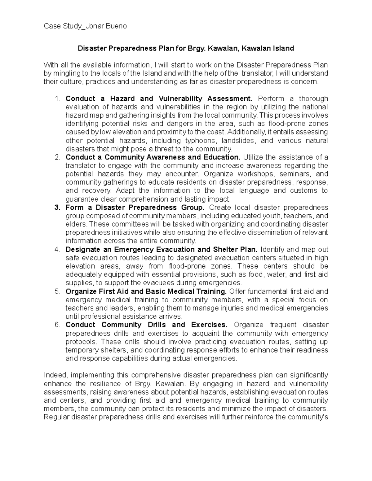 Case Study Jonar Bueno - sajdkla - Case Study_Jonar Bueno Disaster ...