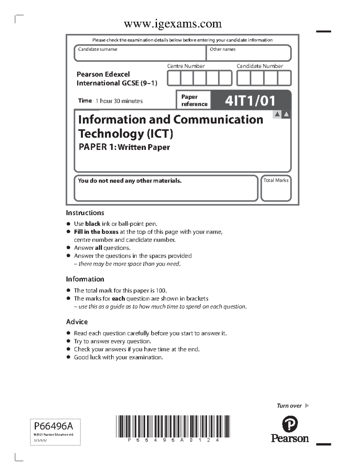 ICT P1 - Unseen Past Paper Review (International GCSE 9-1) - Studocu