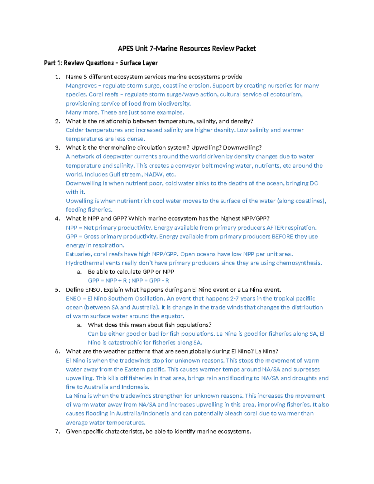 APES Unit 7 Review KEY - This is a very important assignemnt. - APES ...