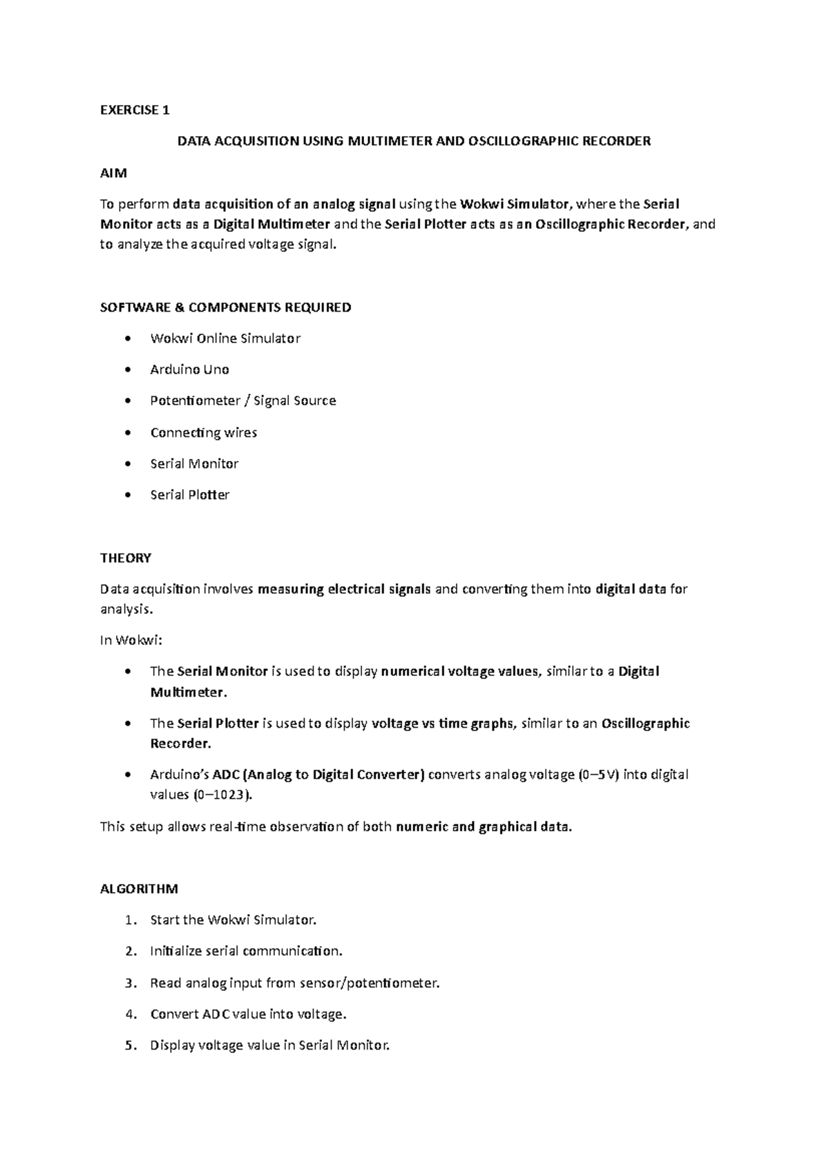 Exercise 1: Data Acquisition with Multimeter & Oscilloscope in Wokwi ...