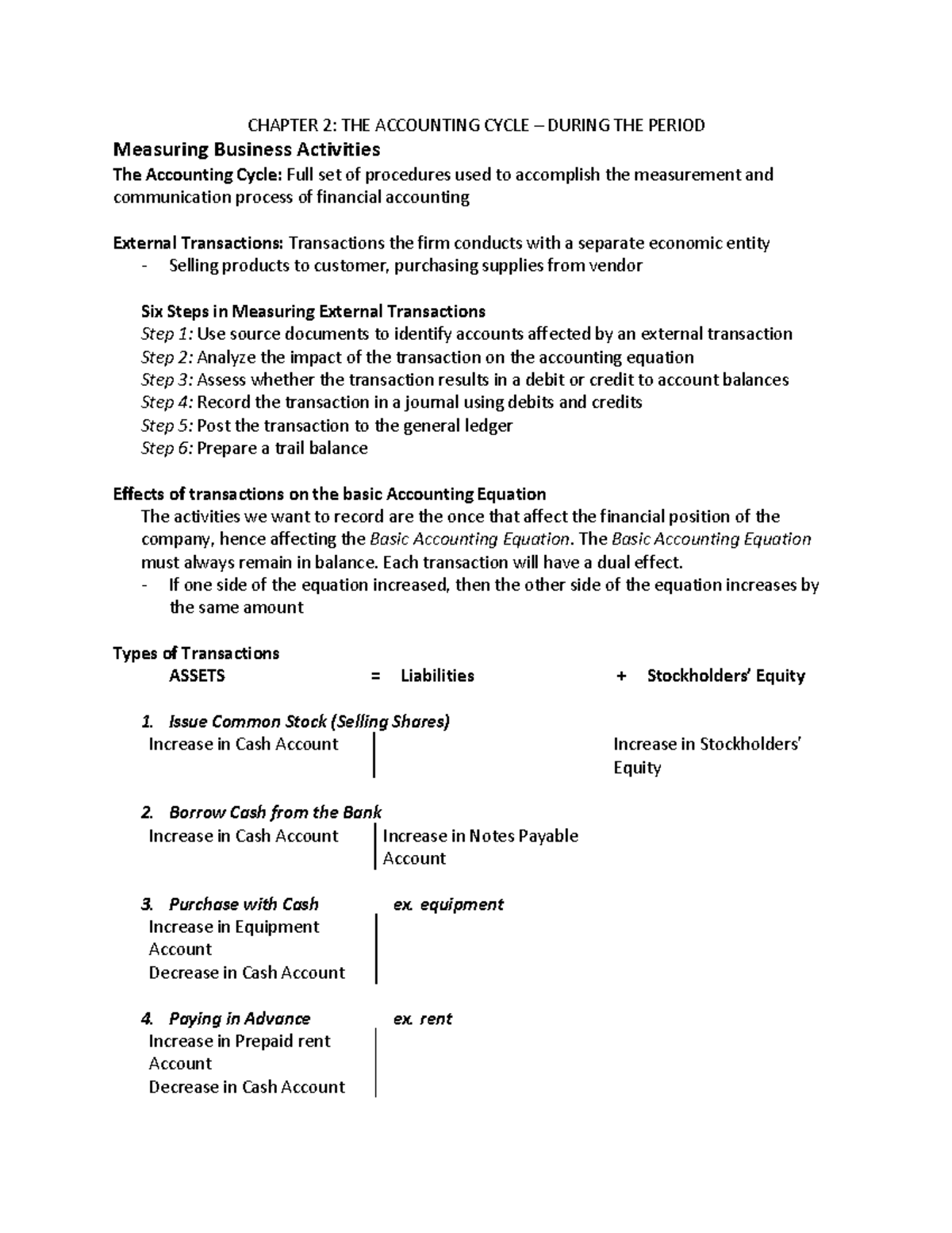 THE Accounting Cycle – During THE Period - CHAPTER 2: THE ACCOUNTING ...