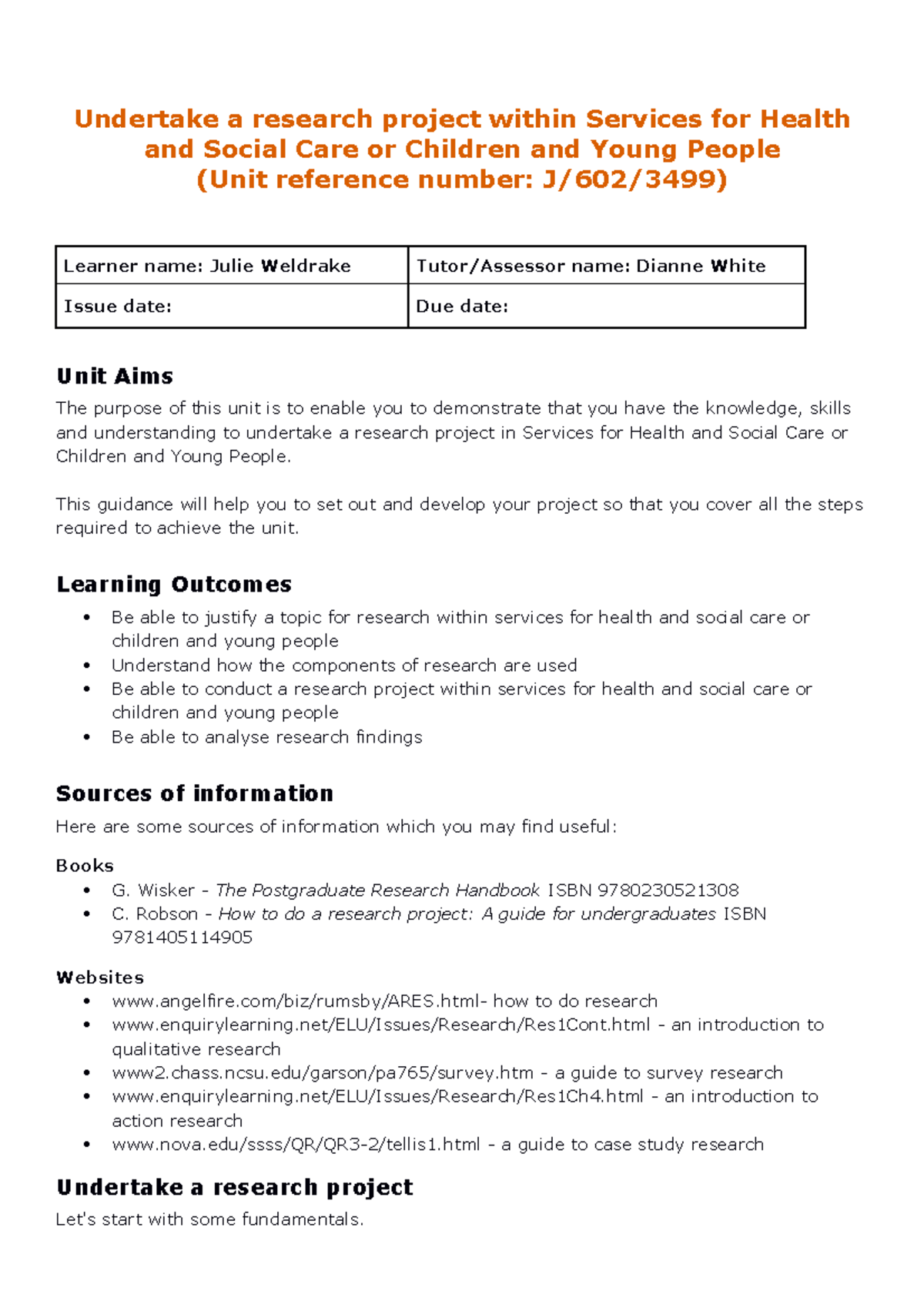 Level 5 Research Project Depression in t - Undertake a research project ...
