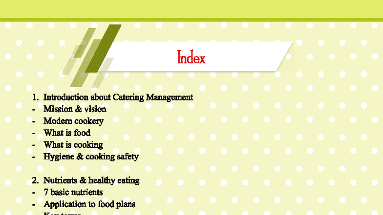 Catering Course Guide for 1st Year Students - Studocu