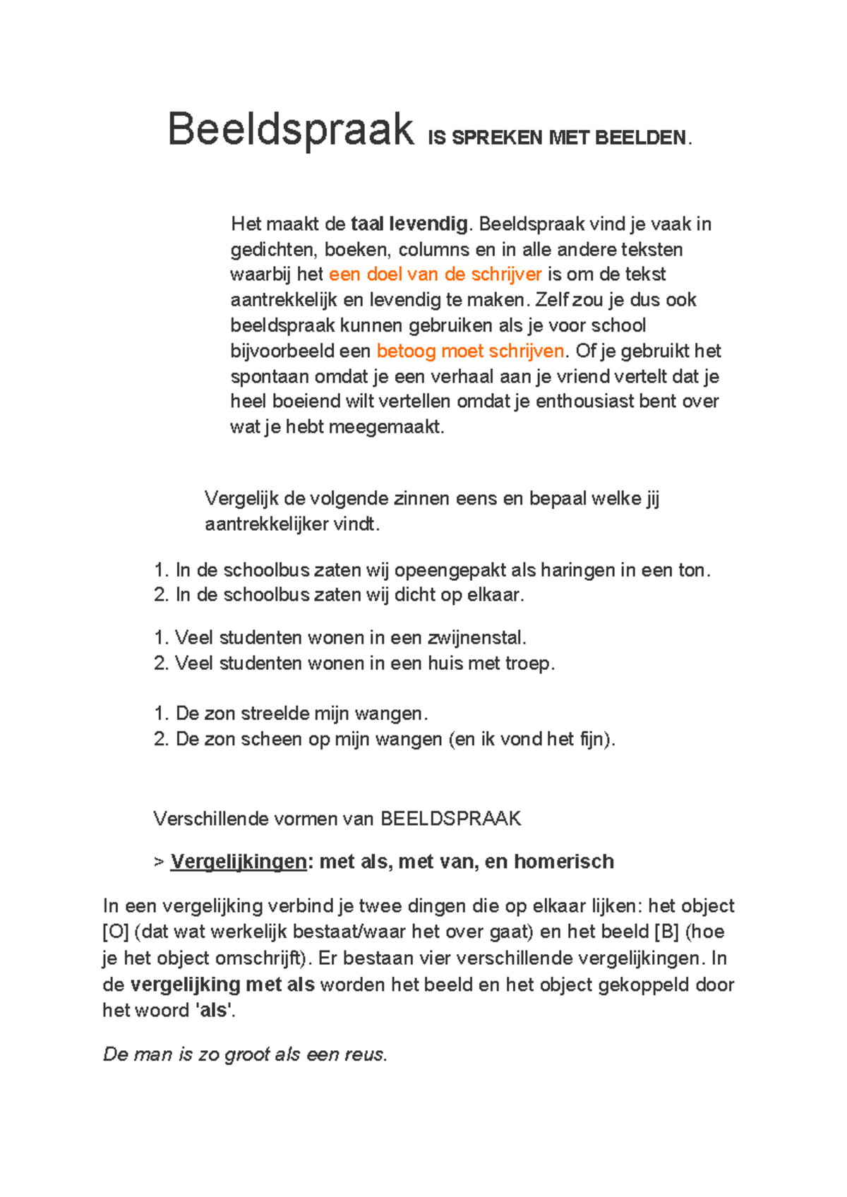 Uitleg Beeldspraak: Oefenopdrachten en Voorbeelden - Studeersnel