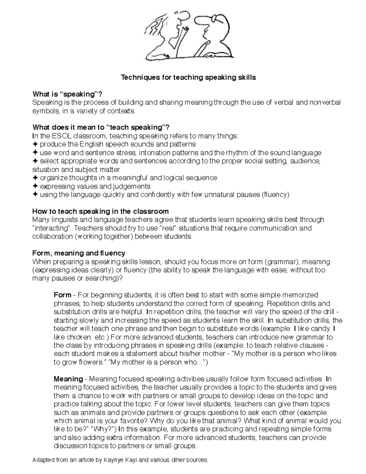 ESOL 101: Techniques for Teaching Speaking Skills in the Classroom ...