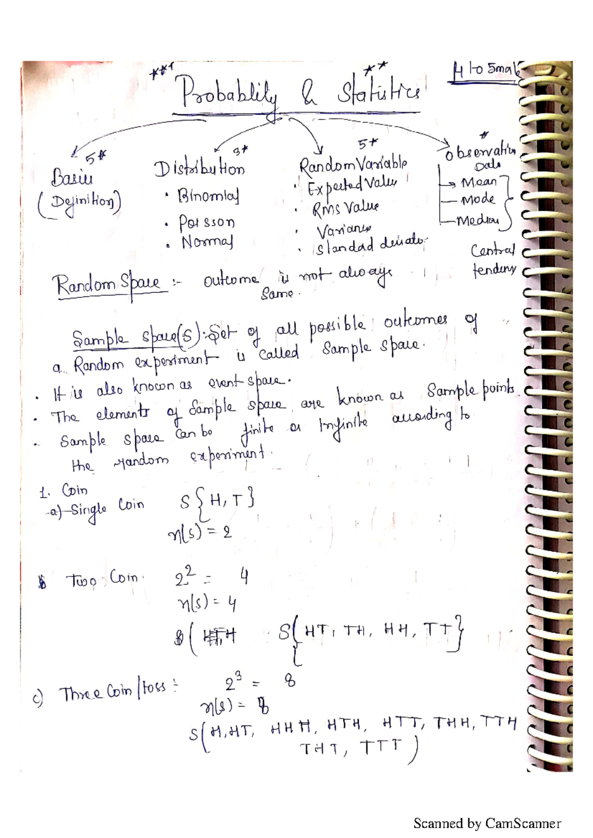 Probability Statistics Handwritten Notes (Course Code: 4-5) - Studocu