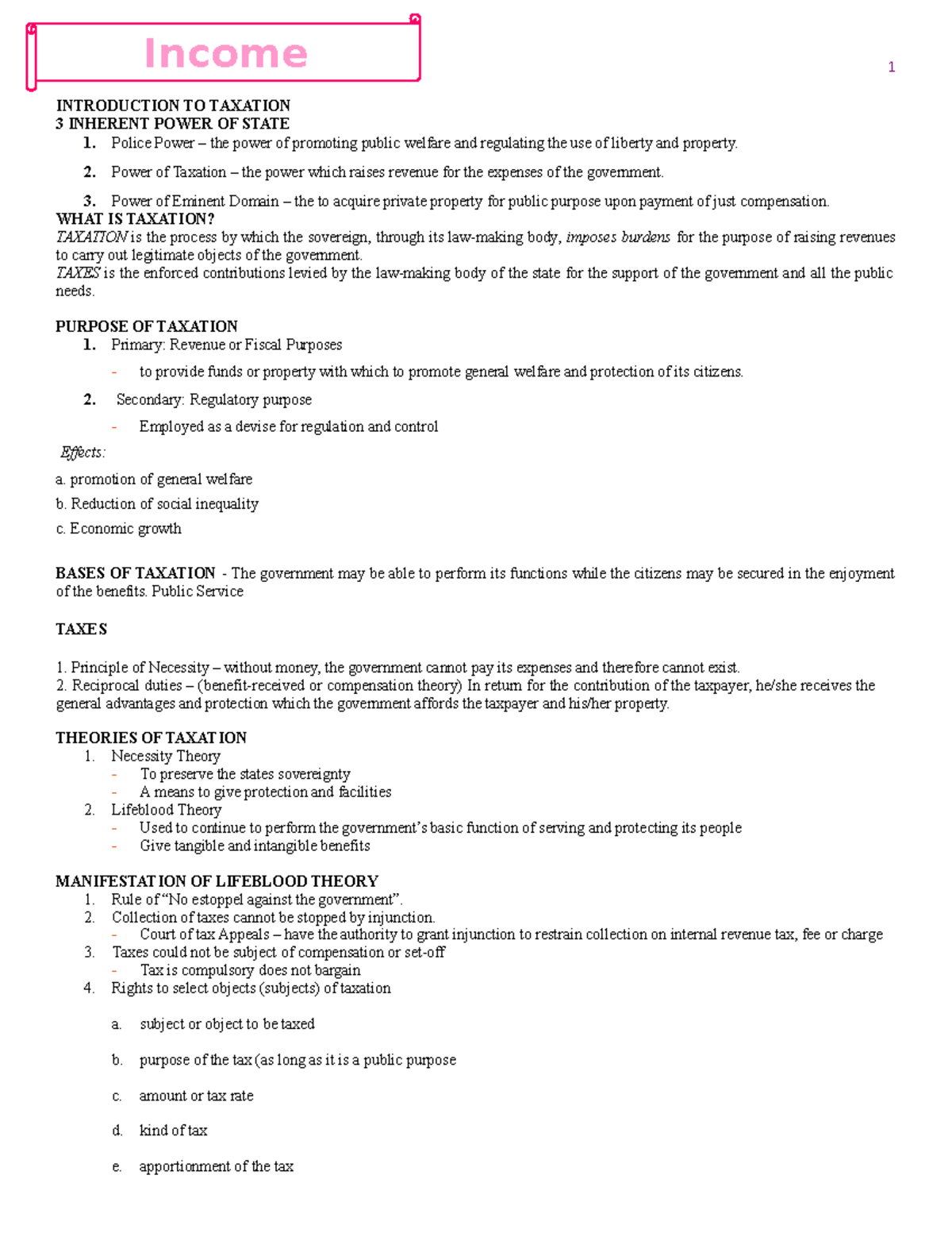 Introdu - sfettuttuttyfhfhfh - 1 INTRODUCTION TO TAXATION 3 INHERENT ...