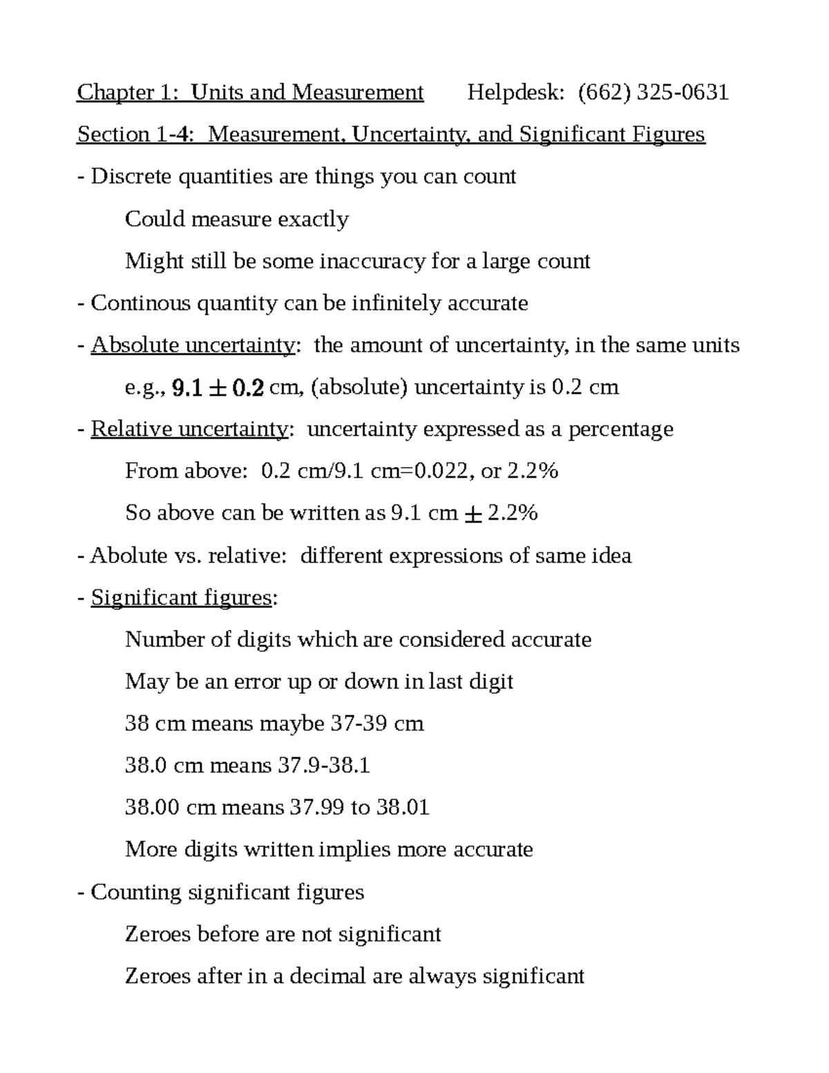 Chapter 1 Gen Phy - Units, Measurement & Significant Figures Lecture ...
