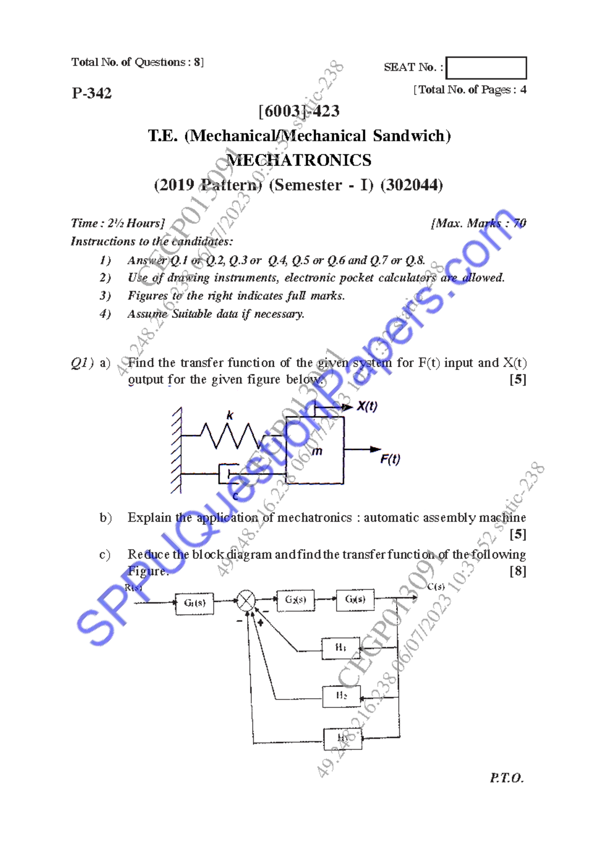 Mechatronics Exam Notes (C 8.2 E 16.23 GP 302044) - Semester I - Studocu