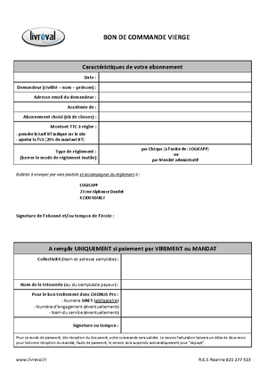 Bdc livreval vierge - dszq - BON DE COMMANDE VIERGE Caractéristiques de ...