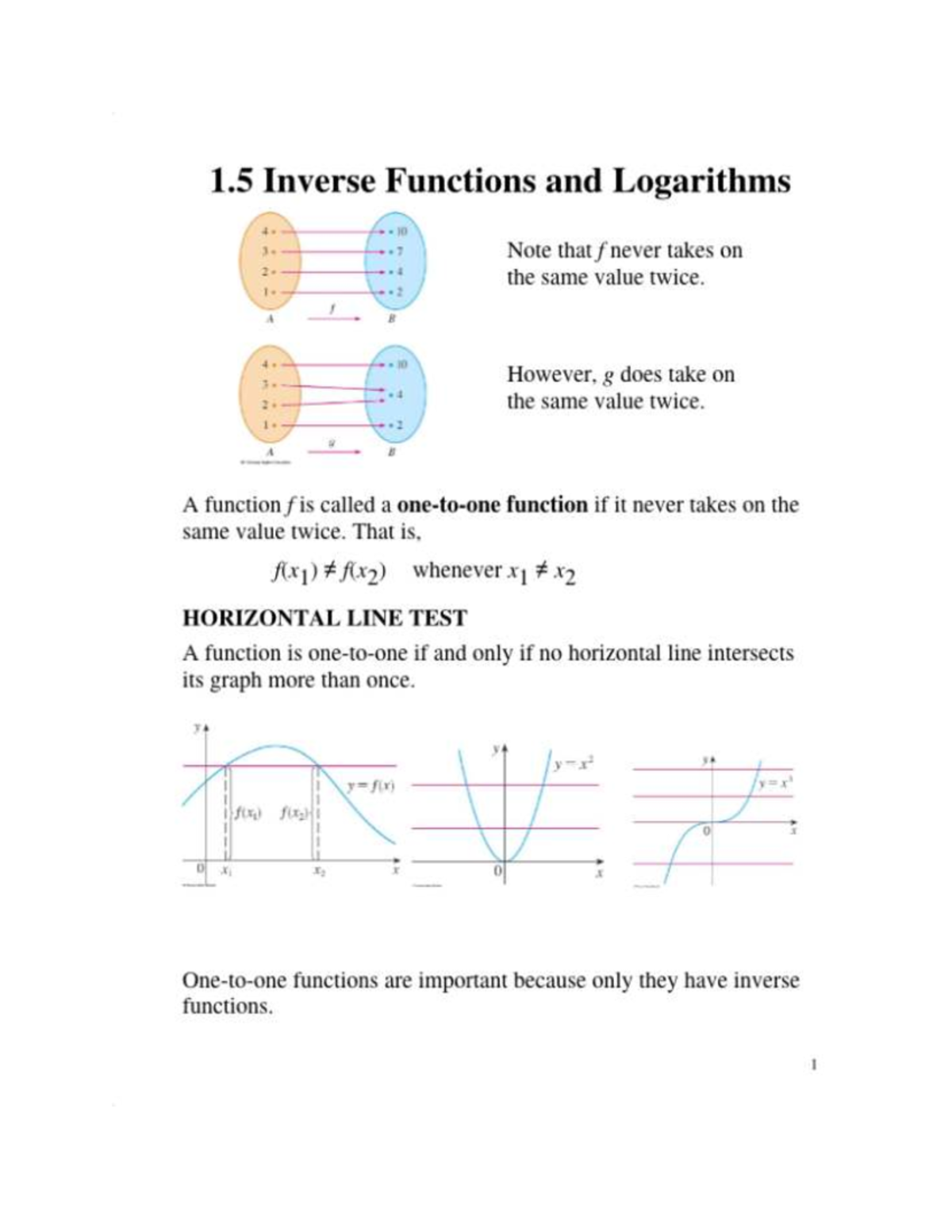 Inverse Functions & Logarithms: Key Concepts & Graphs (MATH 101) - Studocu