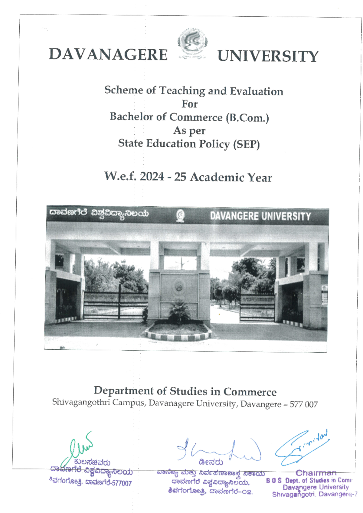 UG-SEP-Commerce - B.Com Syllabus Overview for Davangere University ...