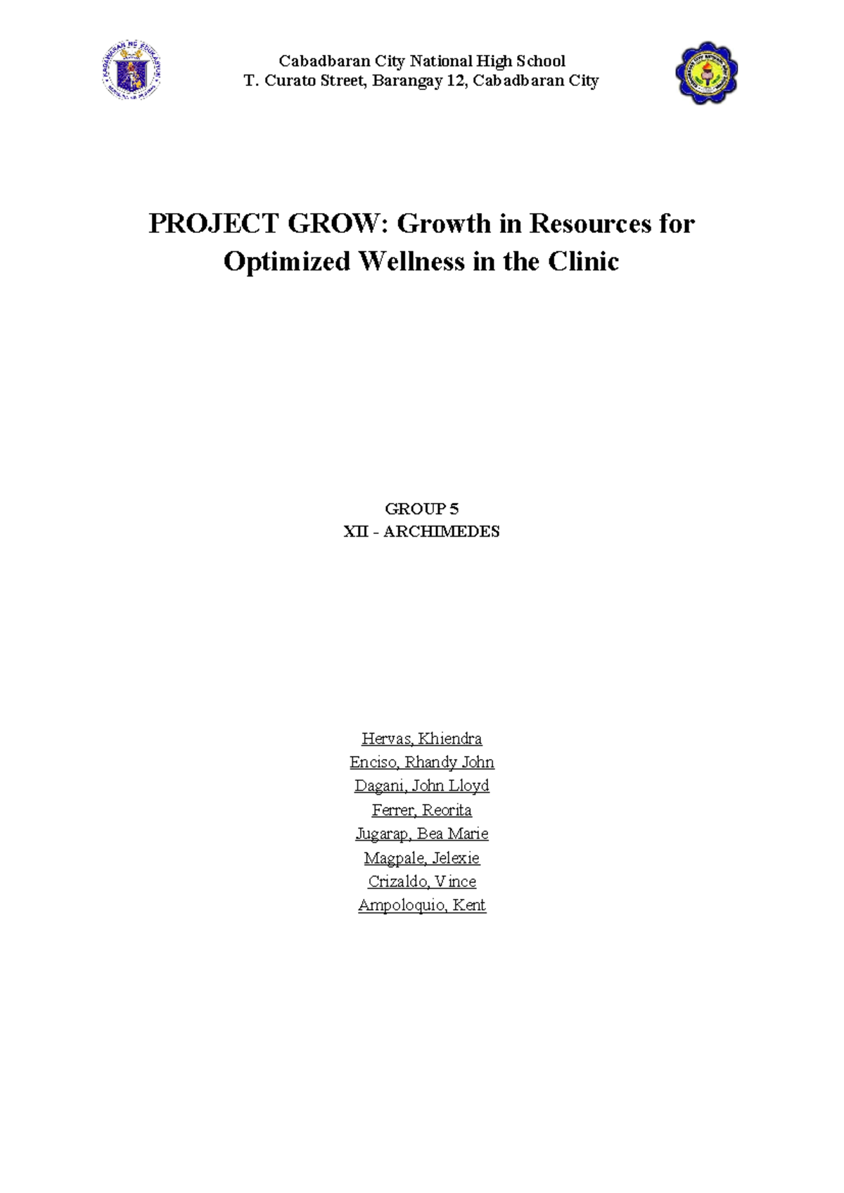 Project GROW: Enhancing School Clinic Healthcare Access - XII ...