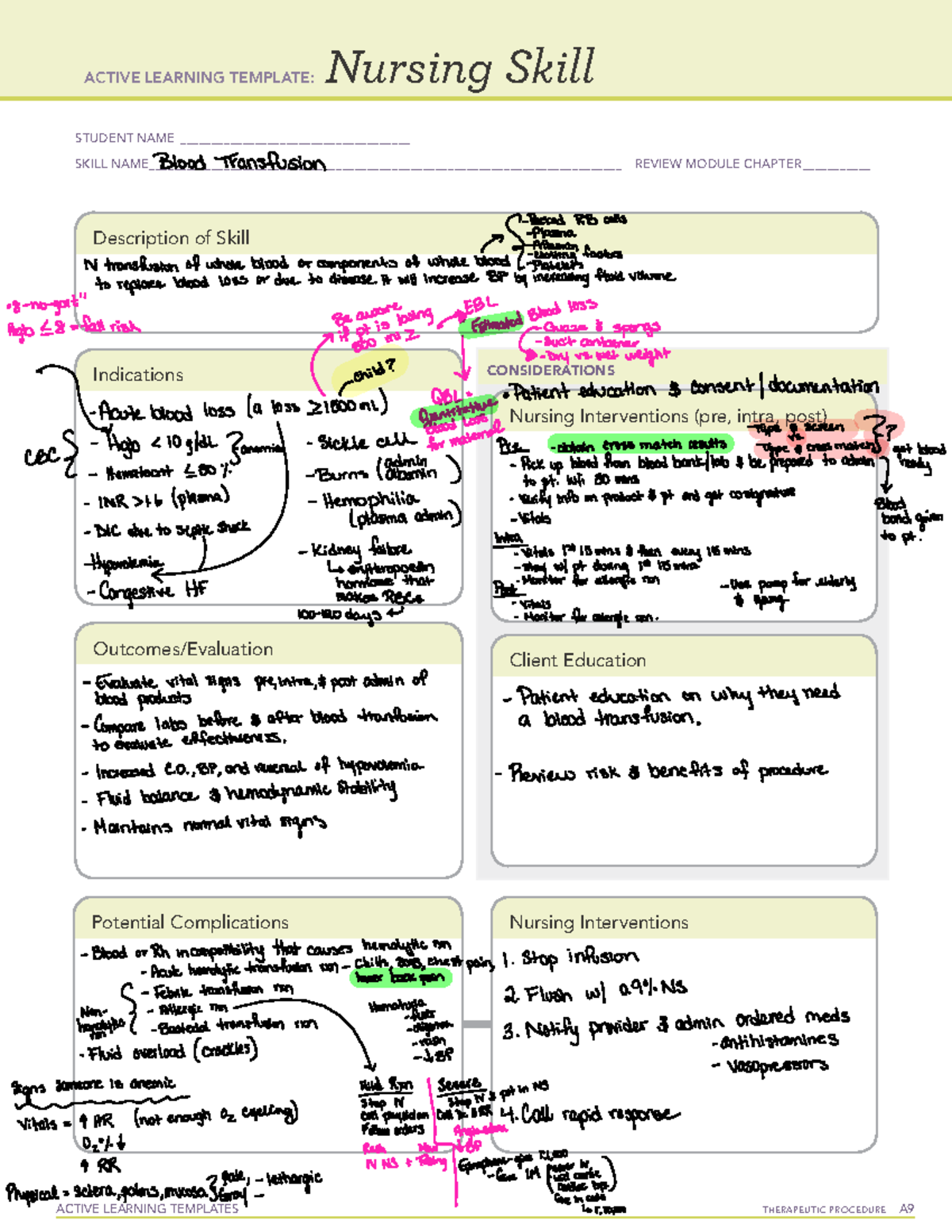 Nursing Skill: Blood Transfusion Procedures & Considerations (NUR 101 ...