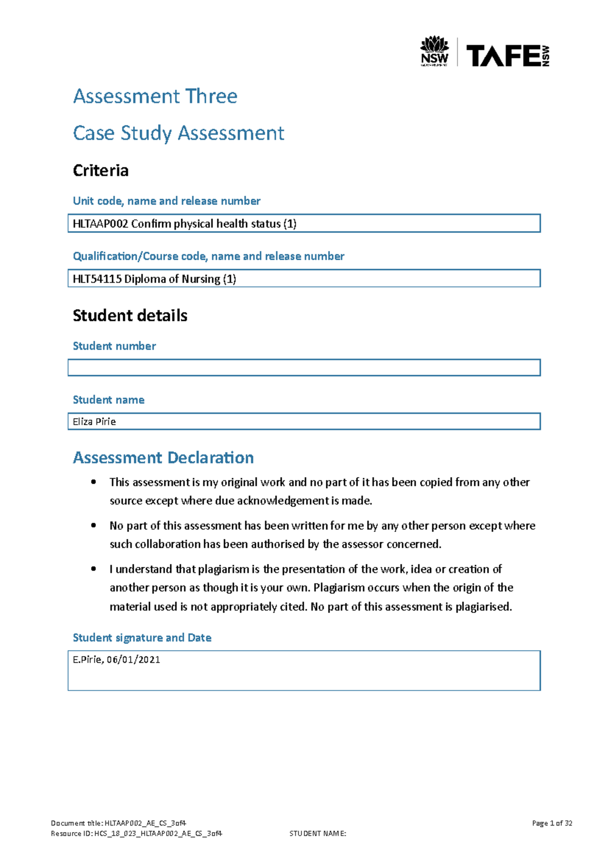 Finishedhltaap 002 - Assessment Three - Case Study Assessment ...