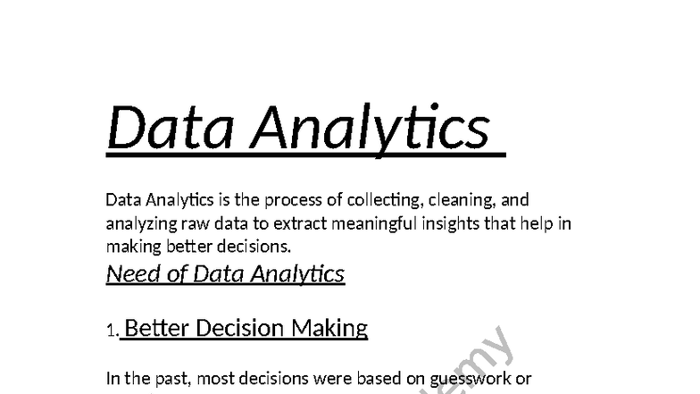 Data Analytics Unit 2: Insights, Techniques, and Applications - Studocu
