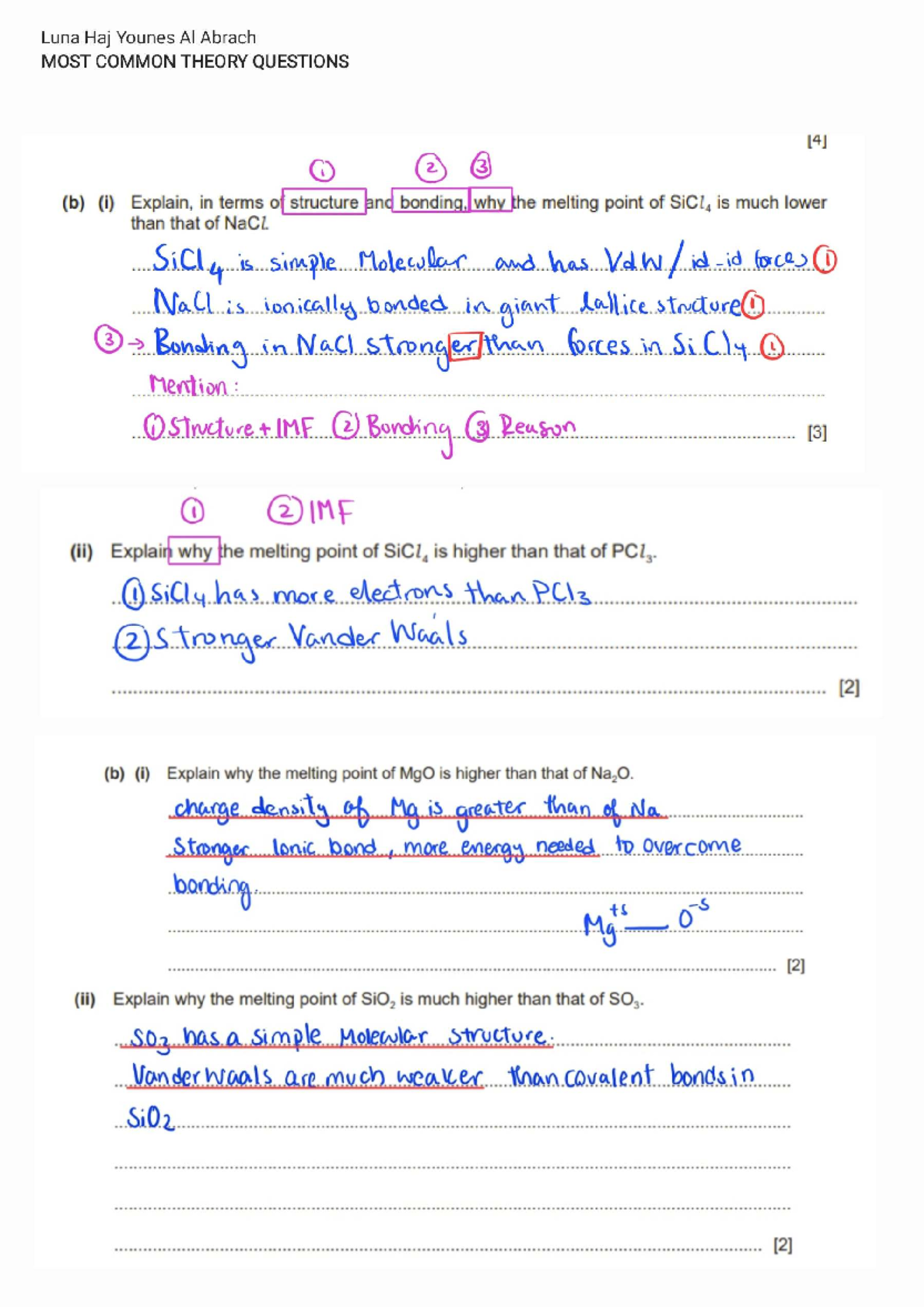 Chemical Bonding - Most Common Theory Questions (240508) - Studocu