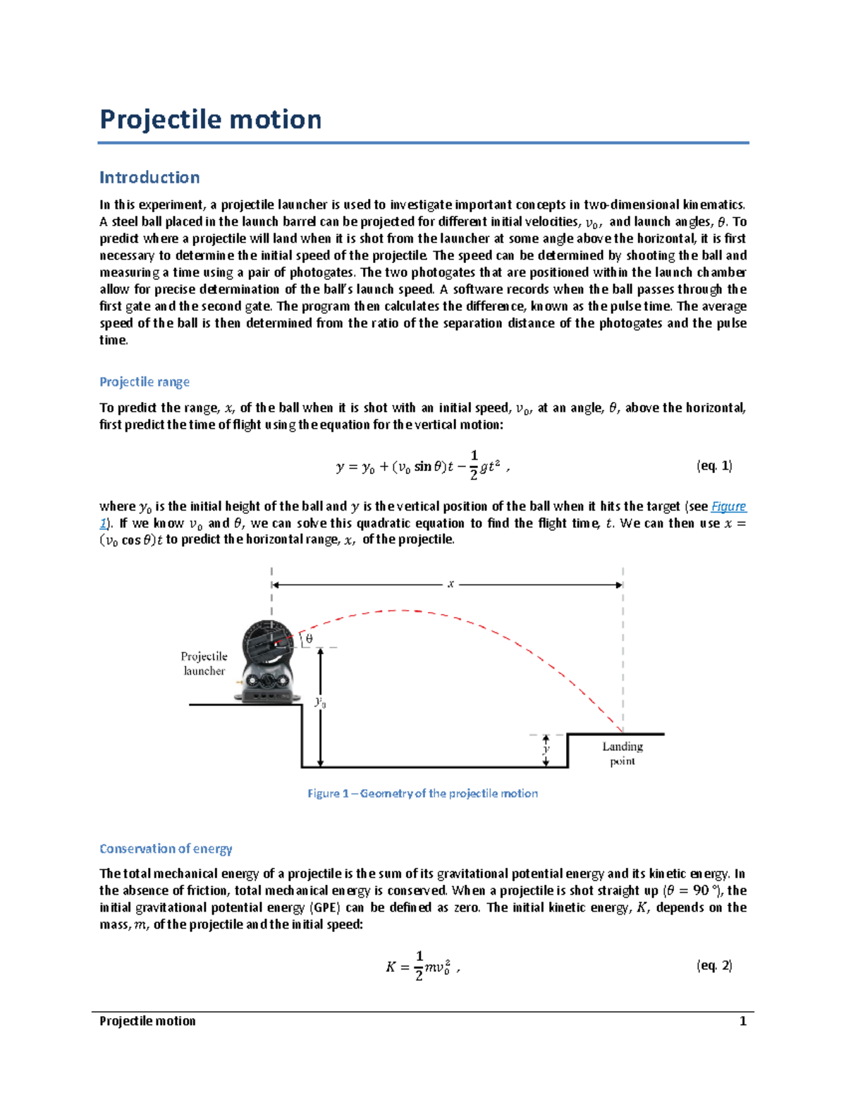 Projectile motion - manual - Projectile motion Introduction In this ...