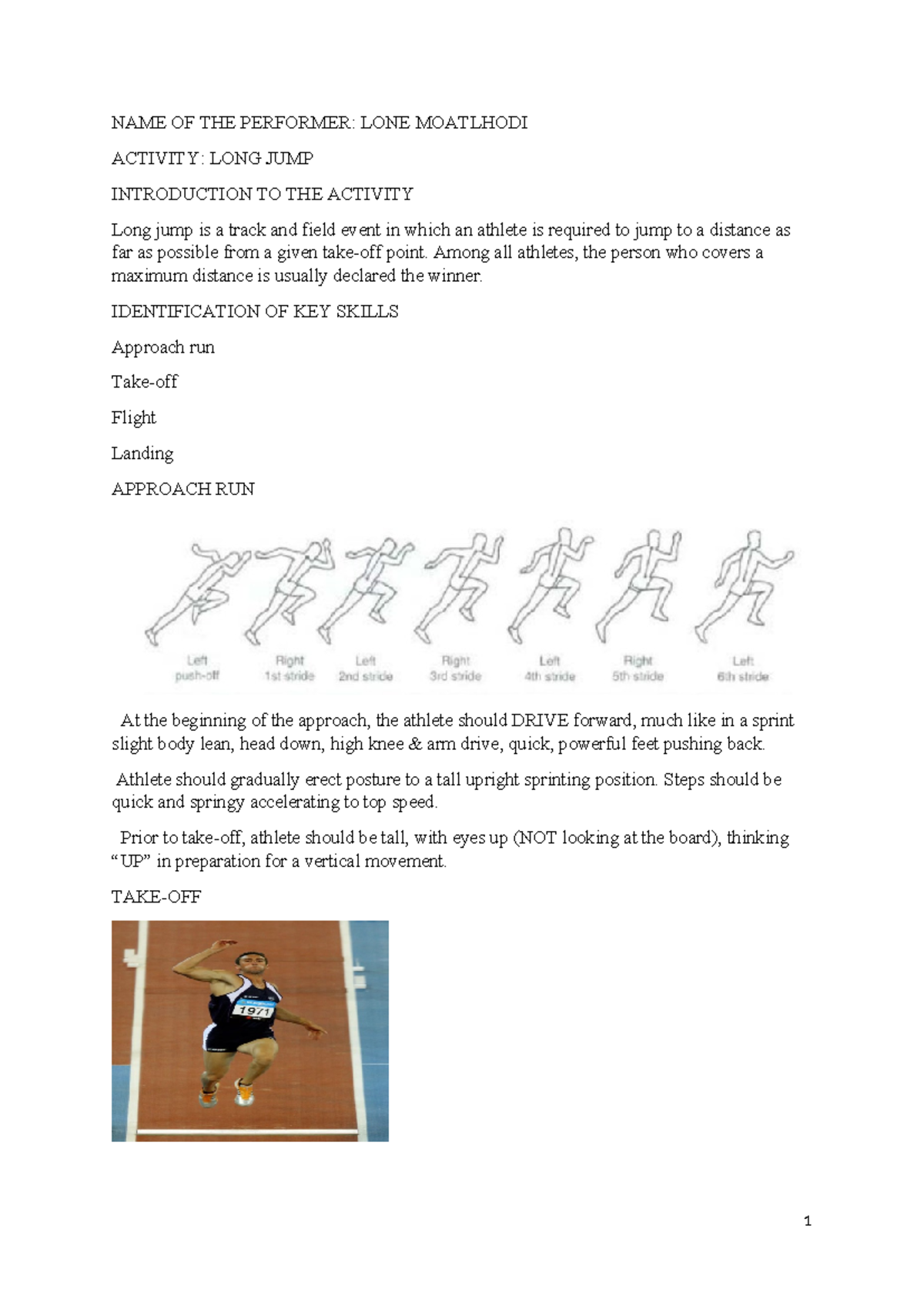 PE Project on Long Jump Skills - Monametsi Tabengwa - Studocu