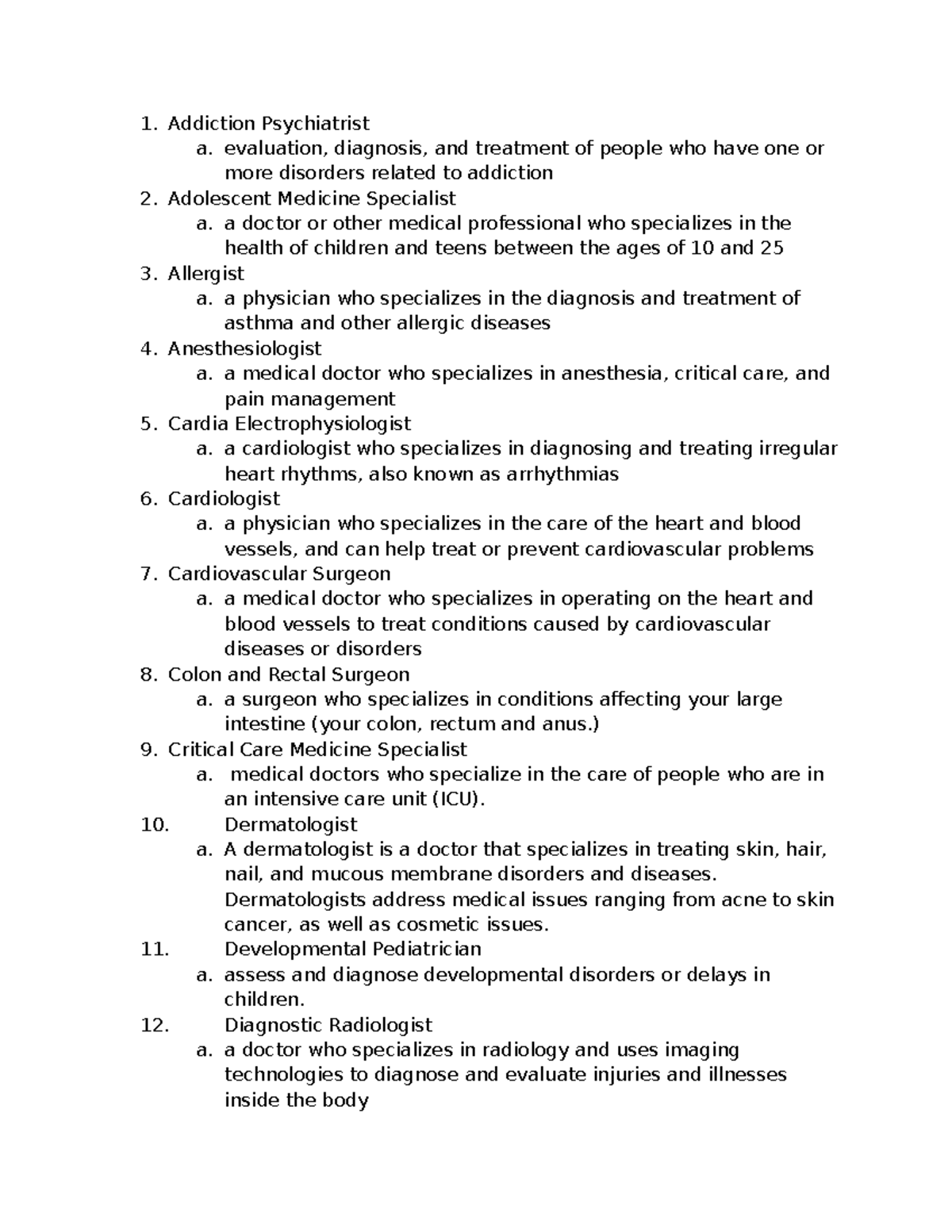 Types of Doctors: Specializations and Roles in Healthcare - Studocu