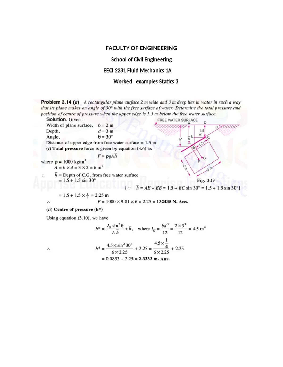 EECI 2132 FM 1A worked examples 3 - B.ENG Civil engineering - FACULTY ...