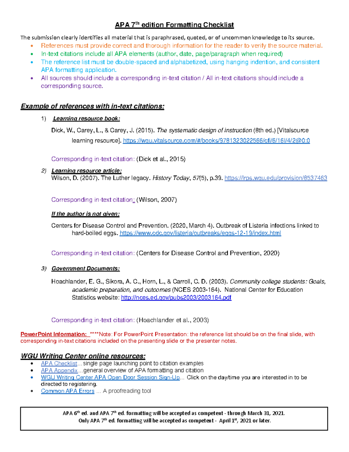 APA 7th ed. Student Helpfulness Guide - APA 7th edition Formatting ...