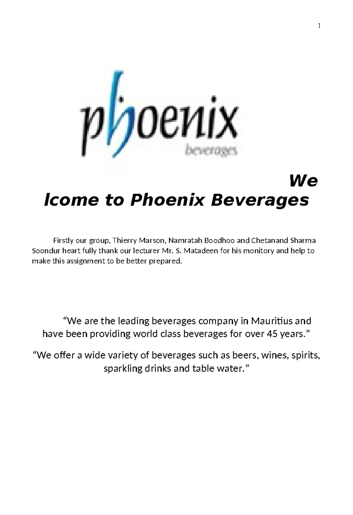 Phoenix Beverages and CSR: A Comprehensive Overview (BUS 101) - Studocu
