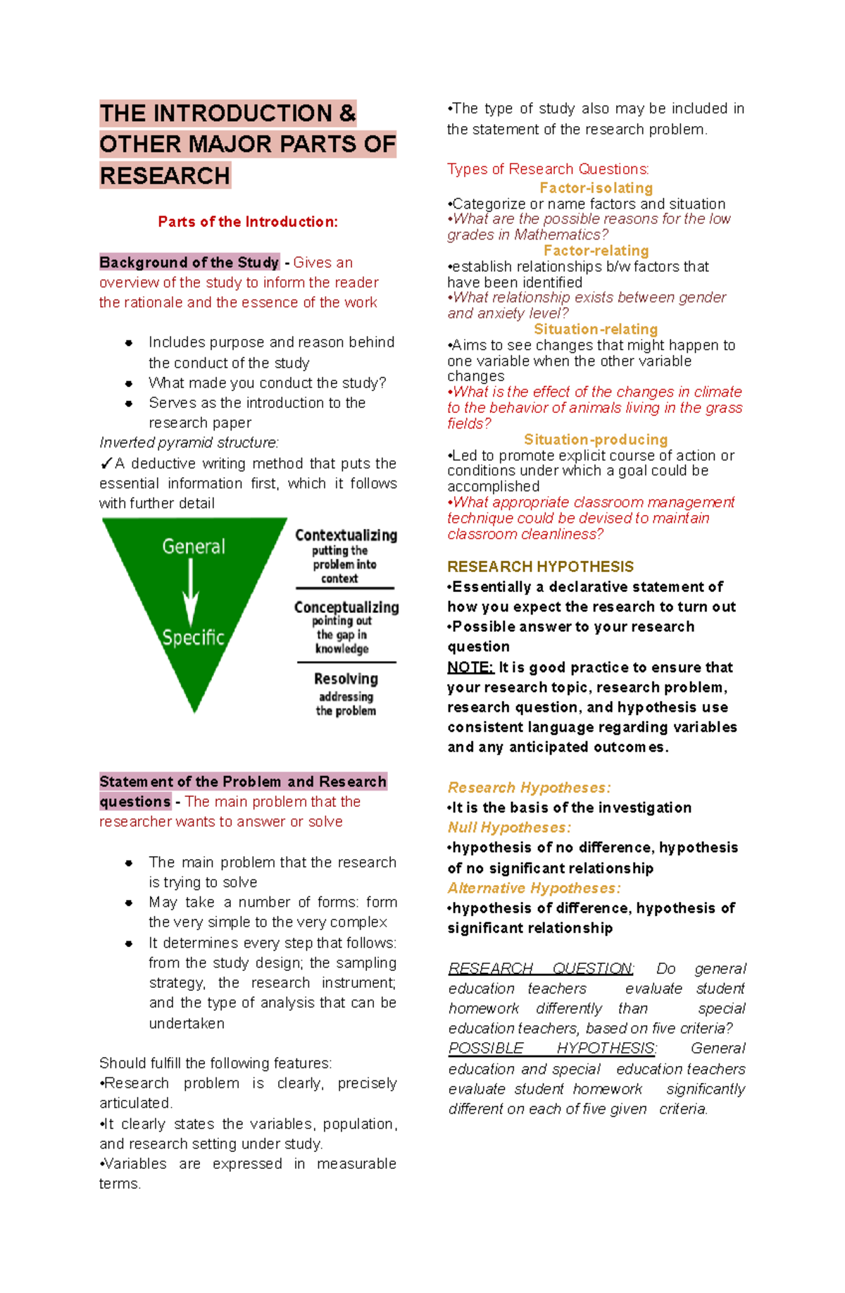 Research 1: Key Components of Research Paper - Chapter 1 Overview - Studocu
