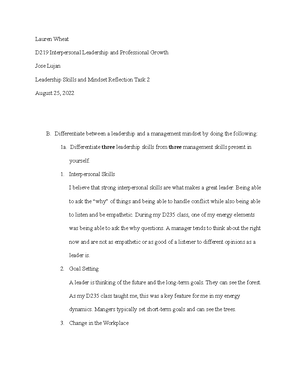 D218 Personal Development Plan - A. Describe three ways you can apply ...