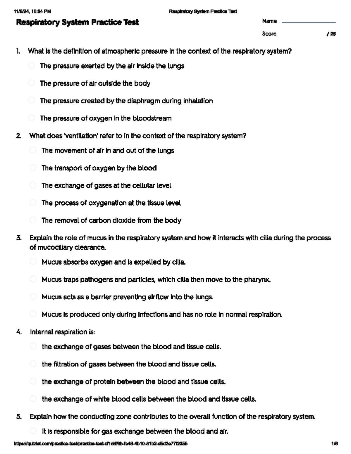Respiratory system practice quiz - 10:54 PM Respiratory System Practice ...