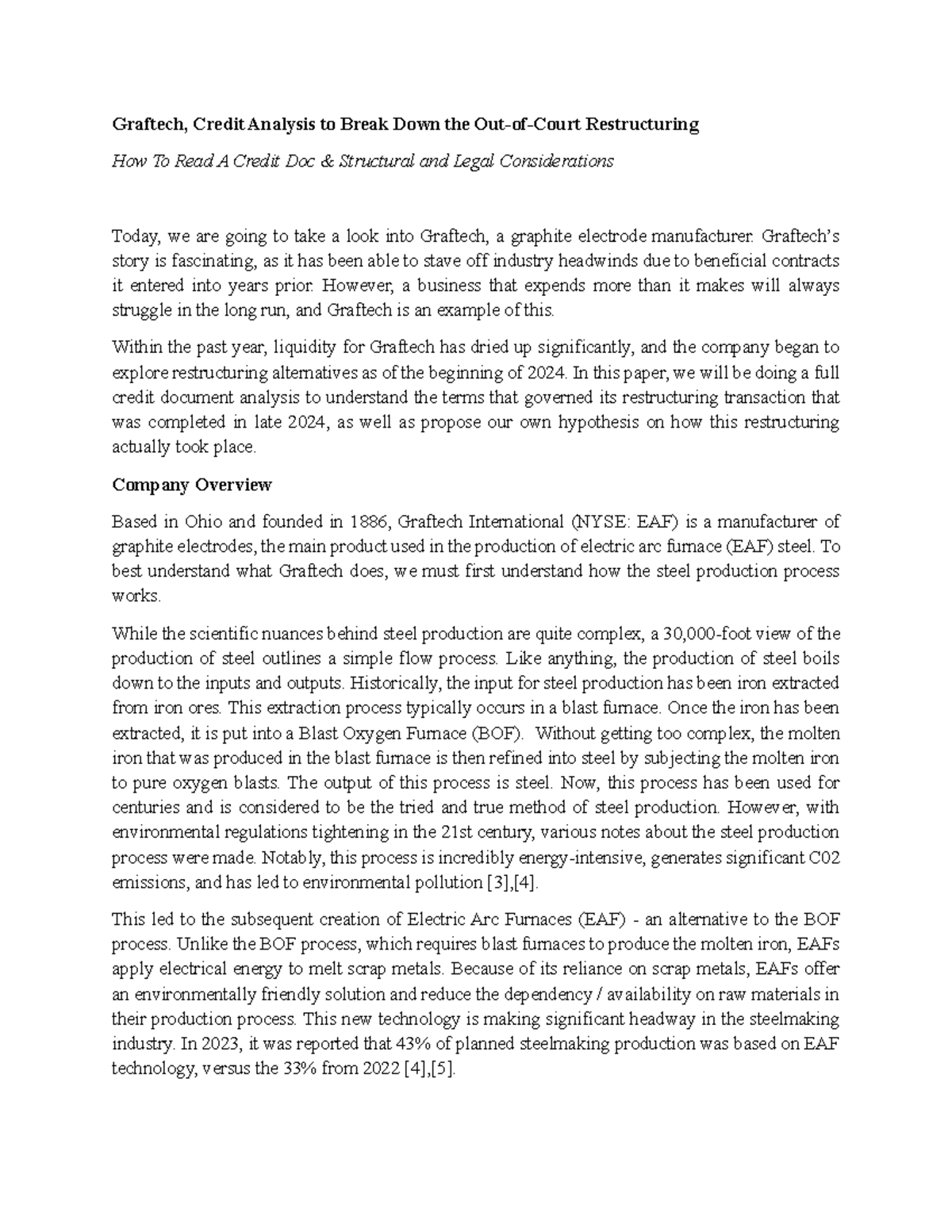 PP - Credit Analysis of Graftech's Restructuring and Legal ...