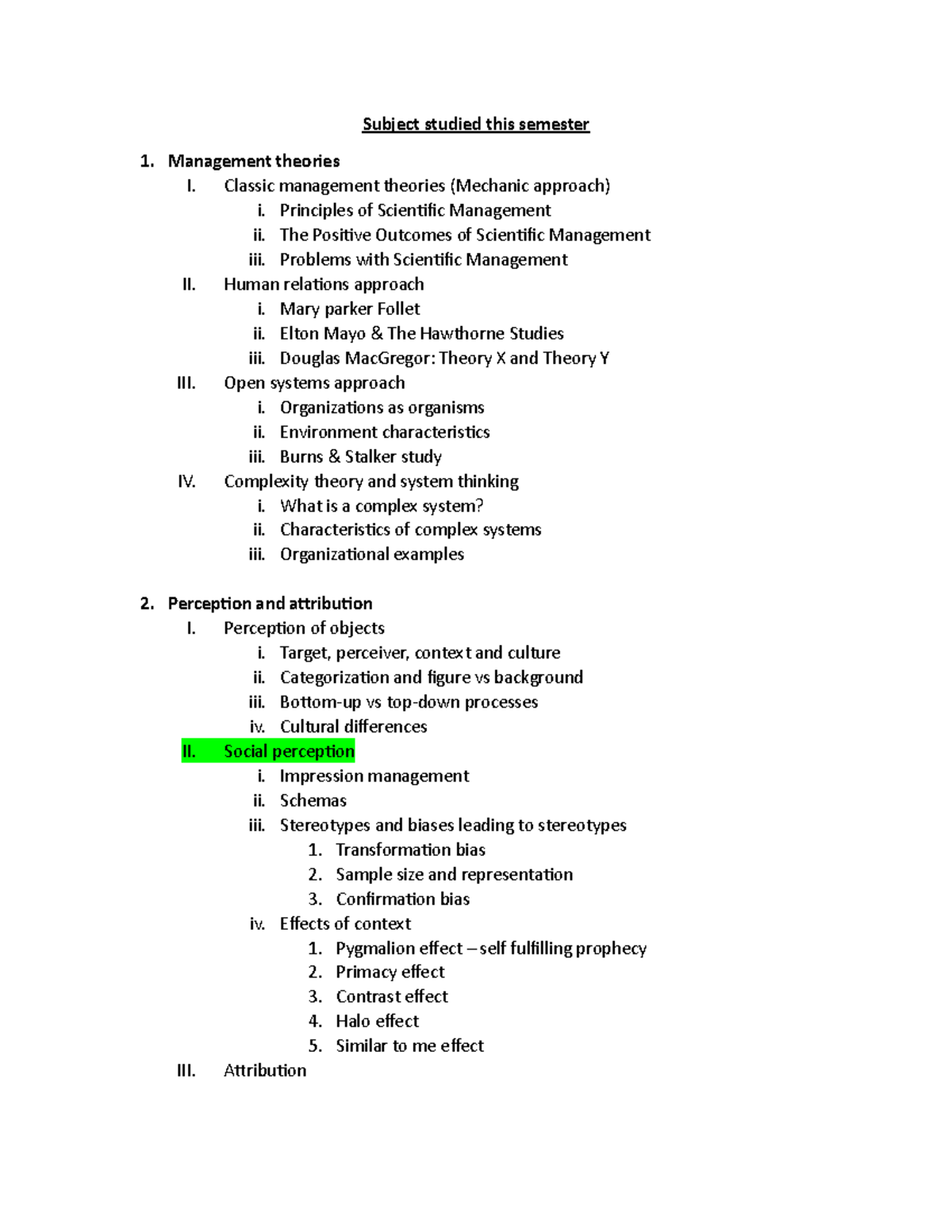 Semester Overview Topics for take-Home Exam - Subject studied this ...