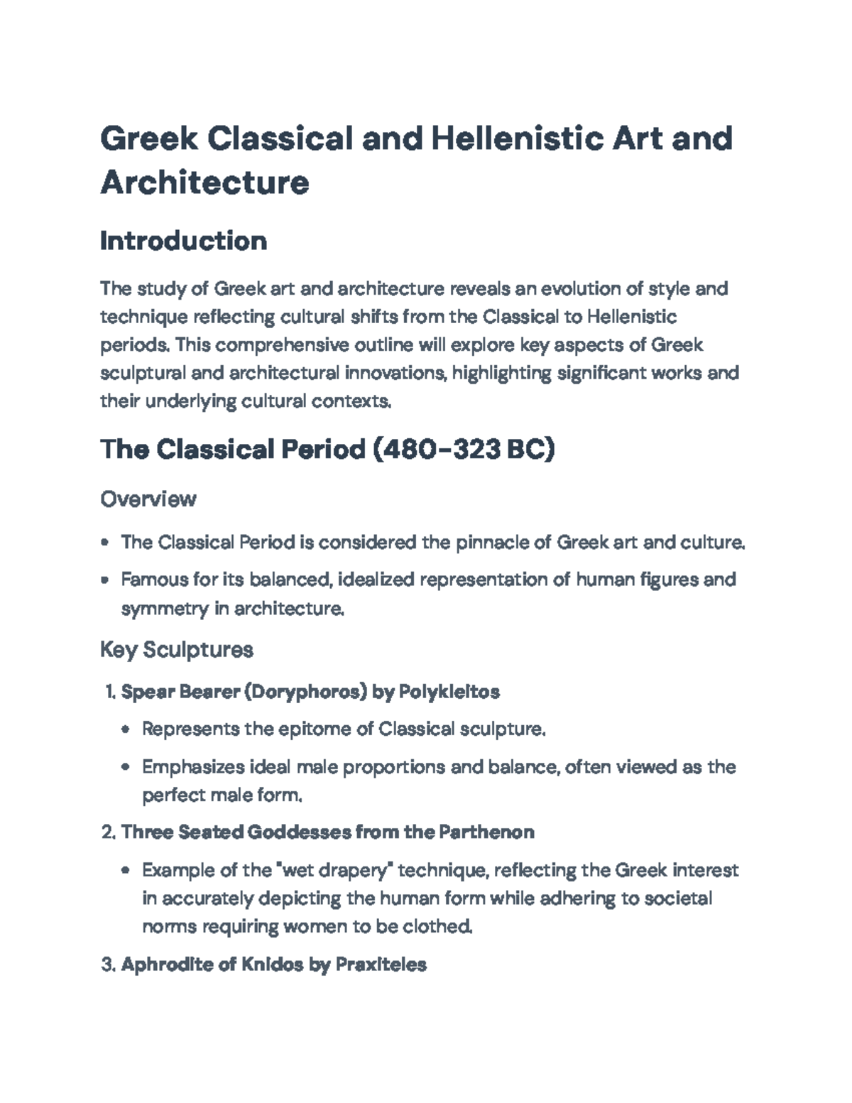 Greek Classics: Art & Architecture from Classical to Hellenistic ...