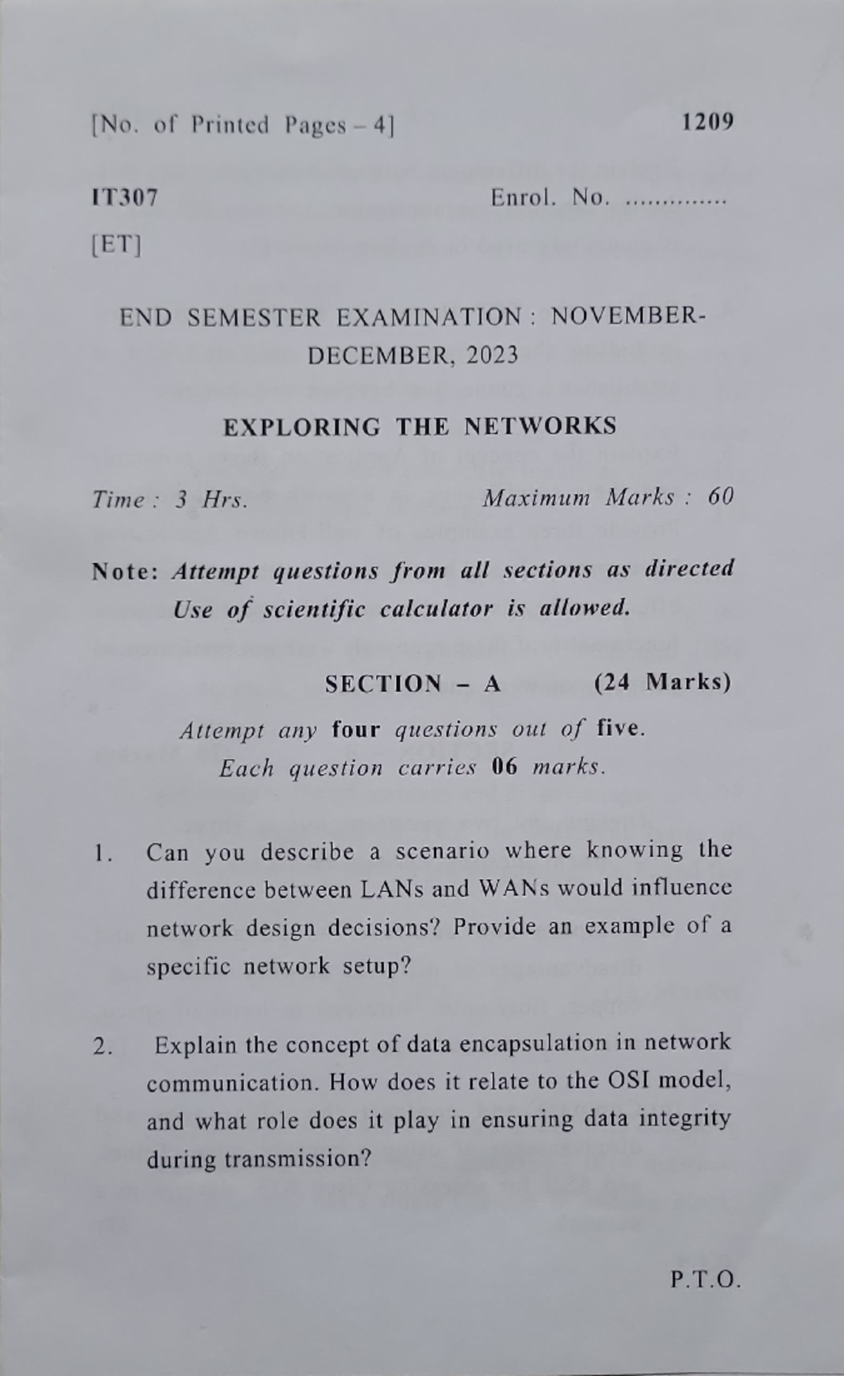 IT307 Previous Year Exam Papers - Exploring the Networks Notes - Studocu