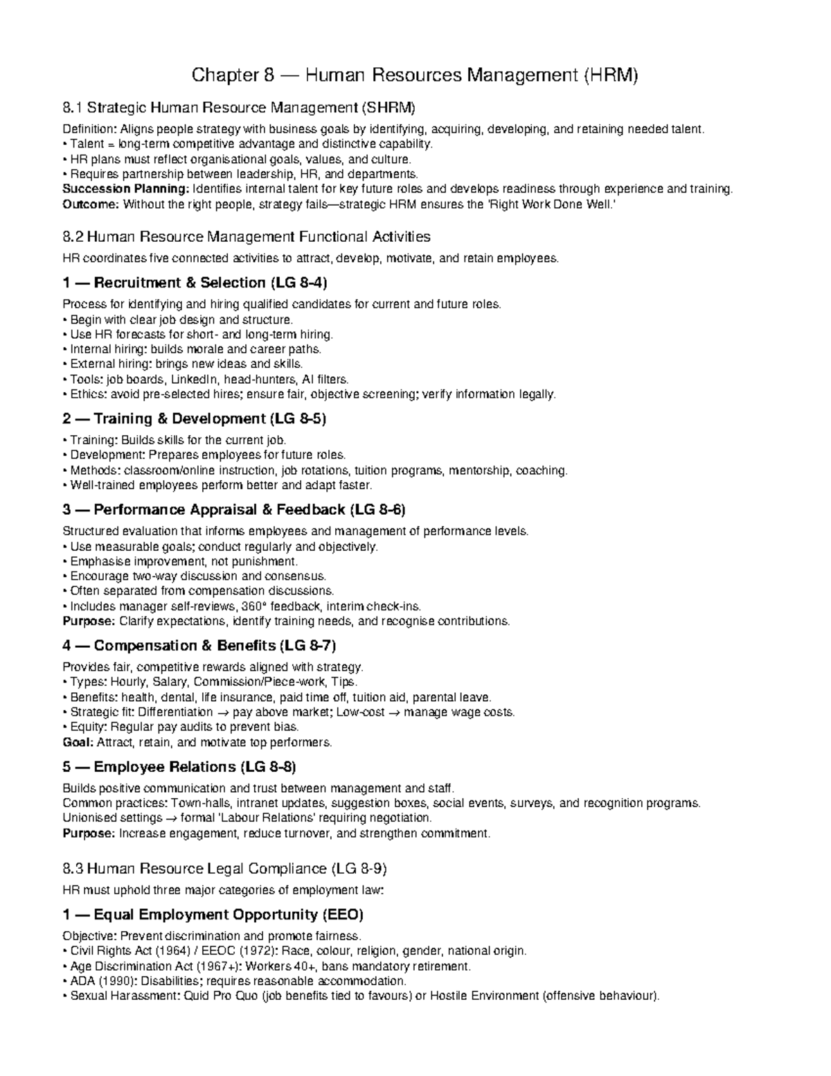 Chapter 8 HRM: Strategic Management & Functional Activities Overview ...