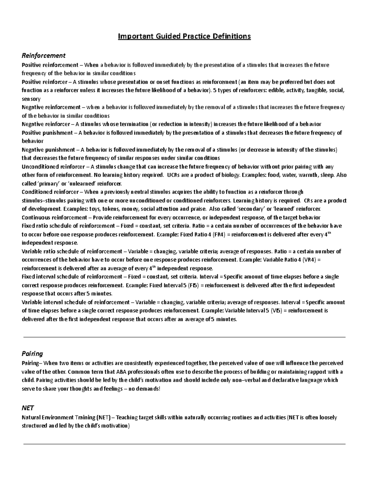 Applied Behavior Analysis (ABA) Terminology Guide for Special Education ...