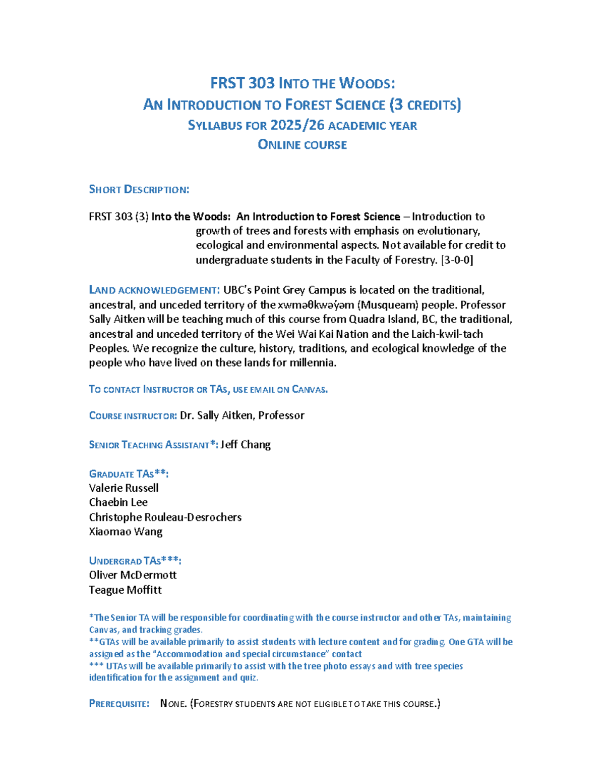 FRST 303 101 2025W1 Syllabus: Into the Woods - Forest Science Intro ...