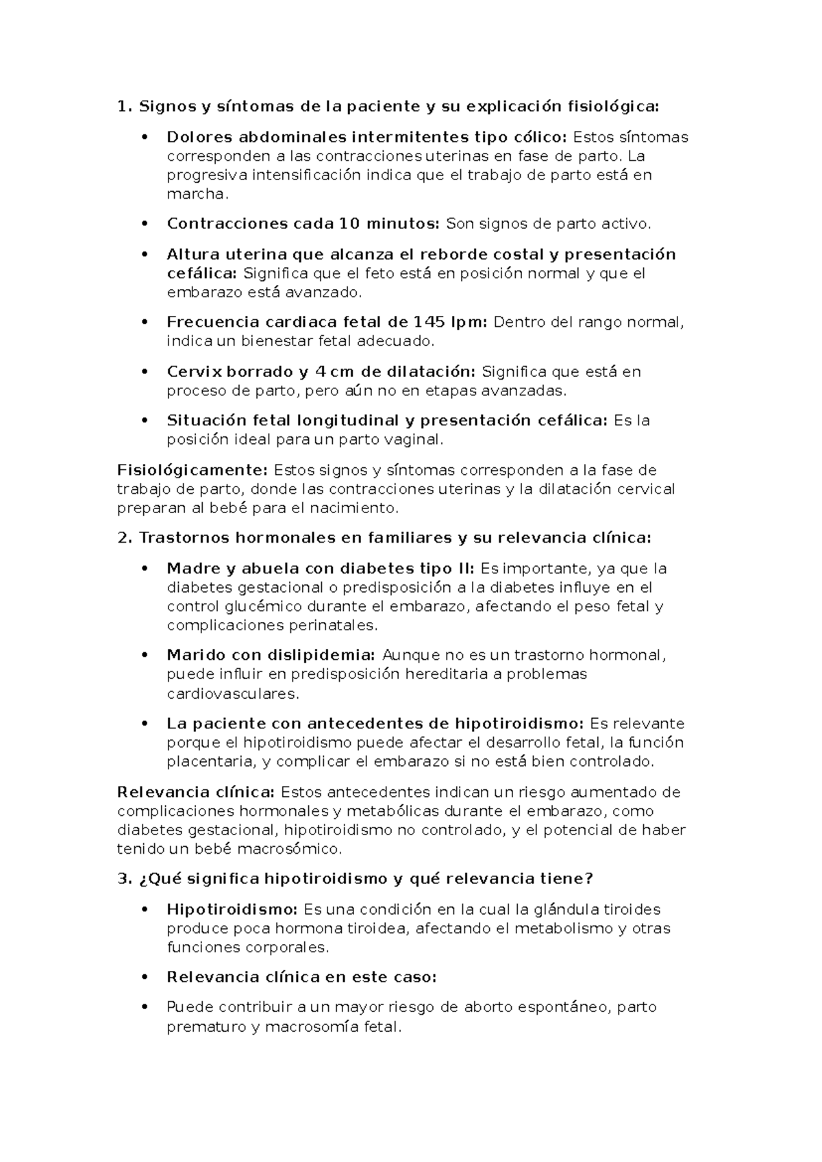 Caso Clínico Semana 12: Signos de Parto y Relevancia Hormonal - Studocu