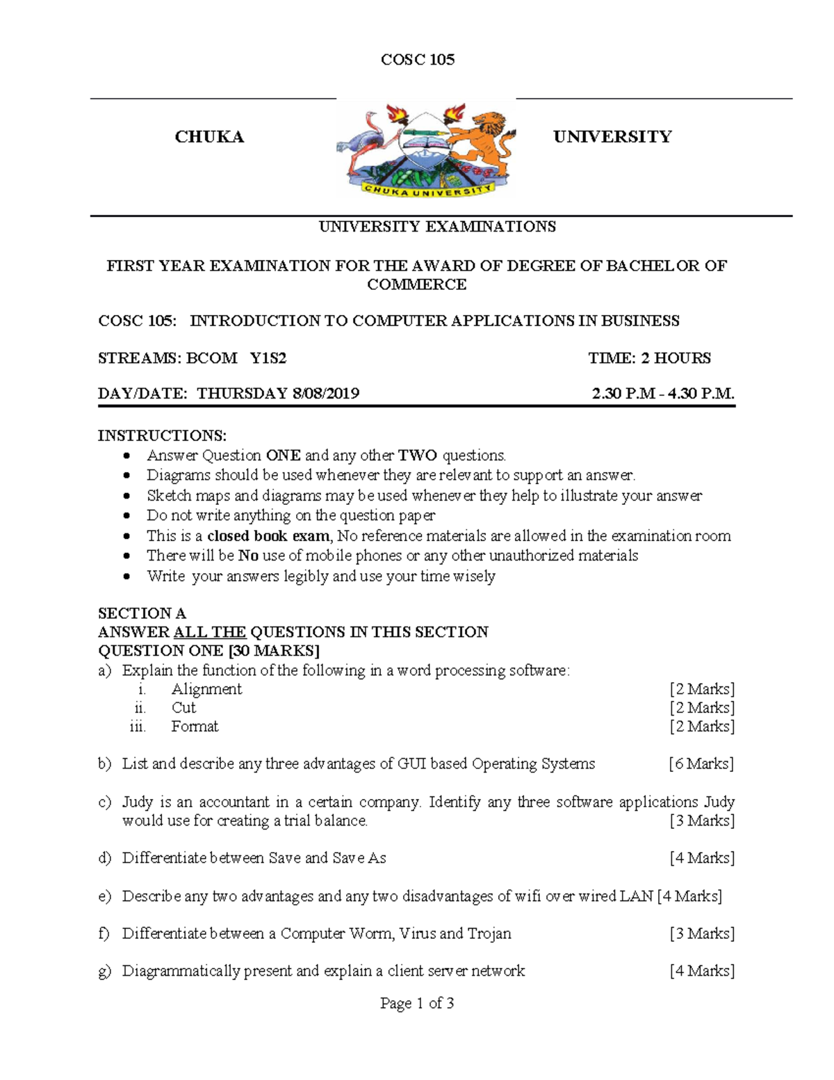 COSC 105: Final Exam Notes for Introduction to Computer Applications ...