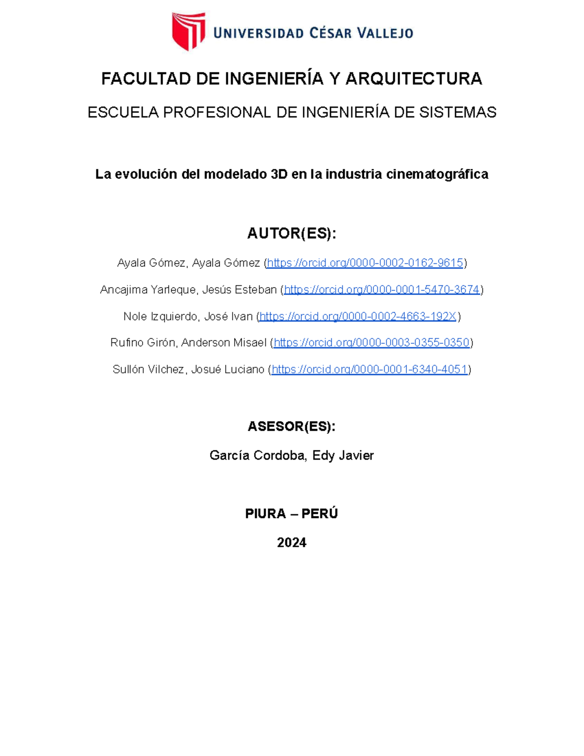 Informe sobre la Evolución del Modelado 3D en Cine - FMA - Studocu