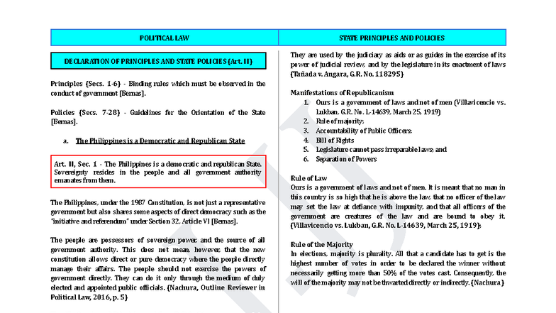 POLI 2 Comprehensive Review of Principles and State Policies - Studocu