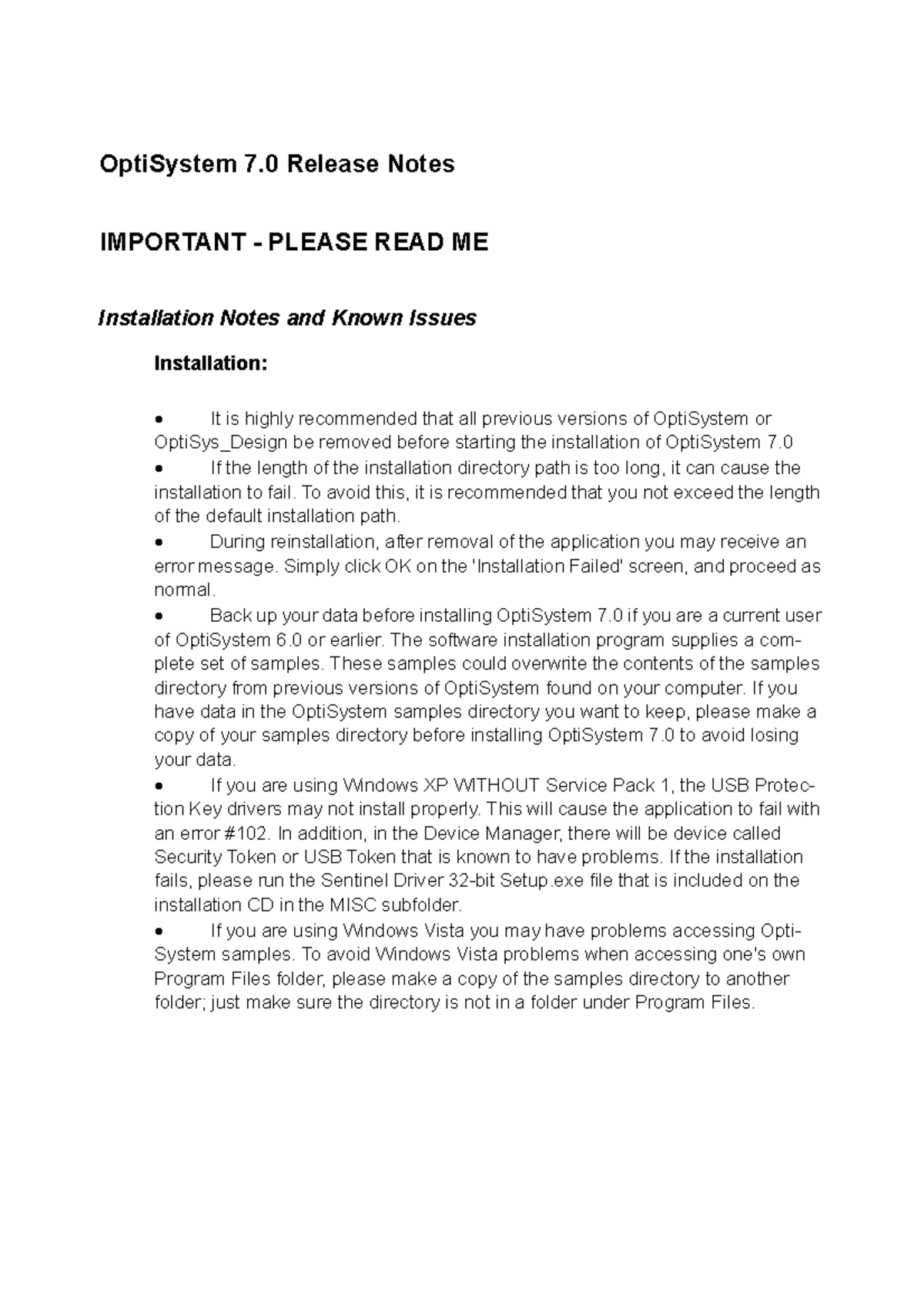 OptiSystem 7.0 Installation & Known Issues Guide - Studocu